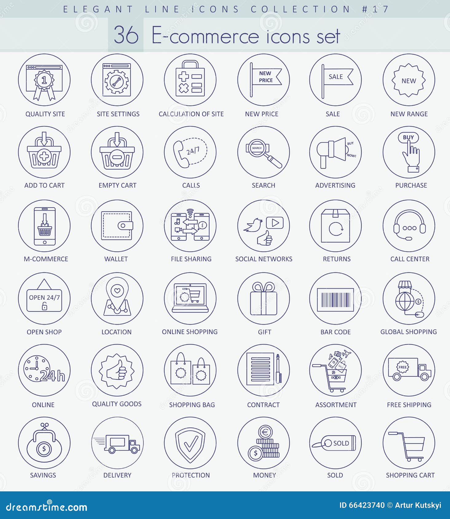 Vector E-commerce Outline Icon Set. Elegant Thin Line Style Design ...