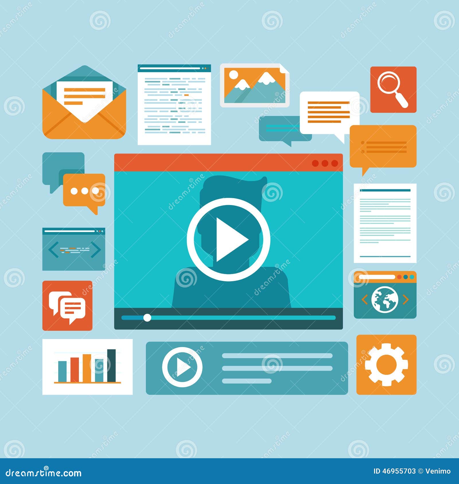 Vector E-learning Concept in Flat Style Stock Vector - Illustration of ...