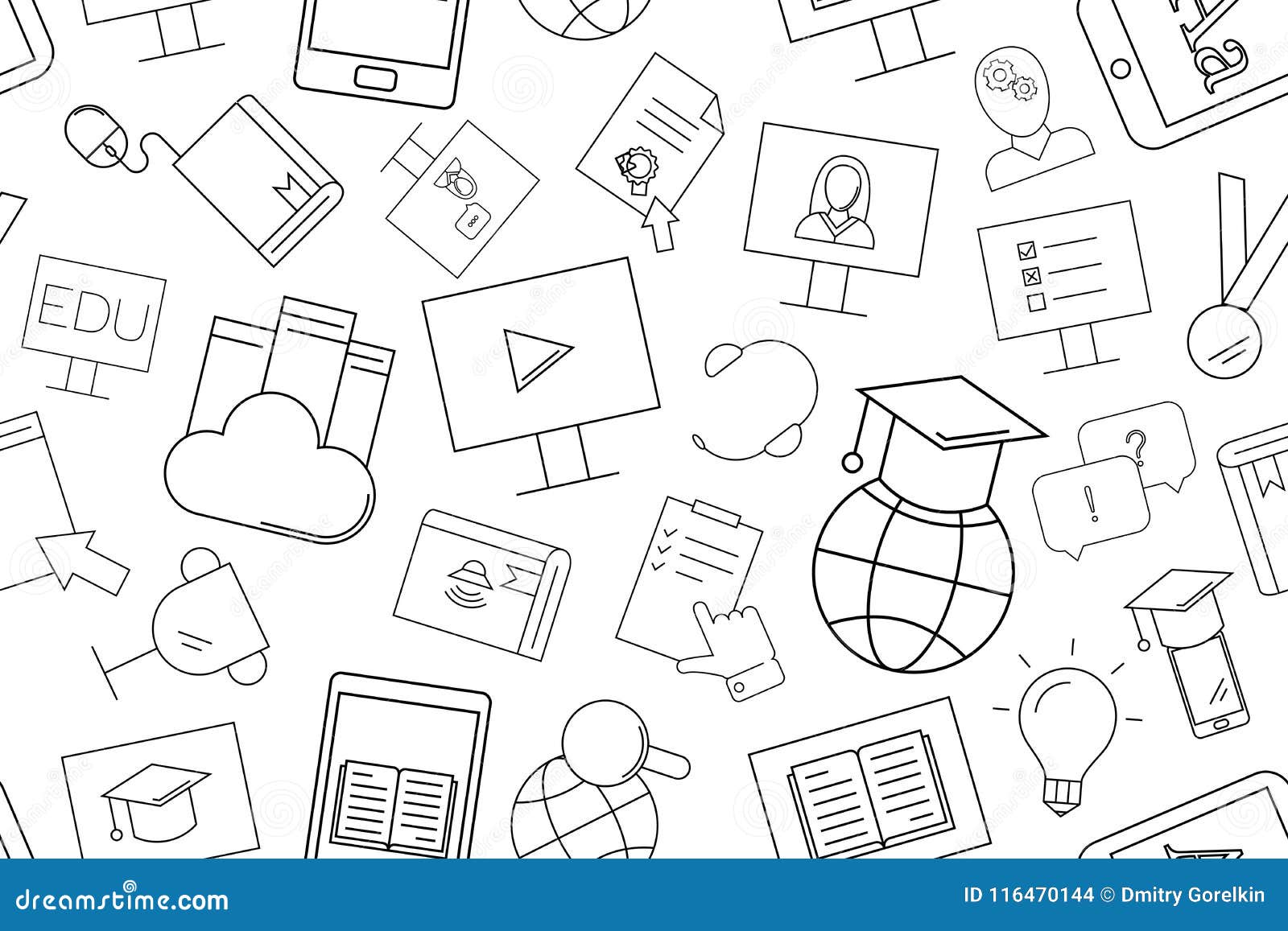 Vector E-learning Pattern. E-learning Seamless Background Stock Vector ...