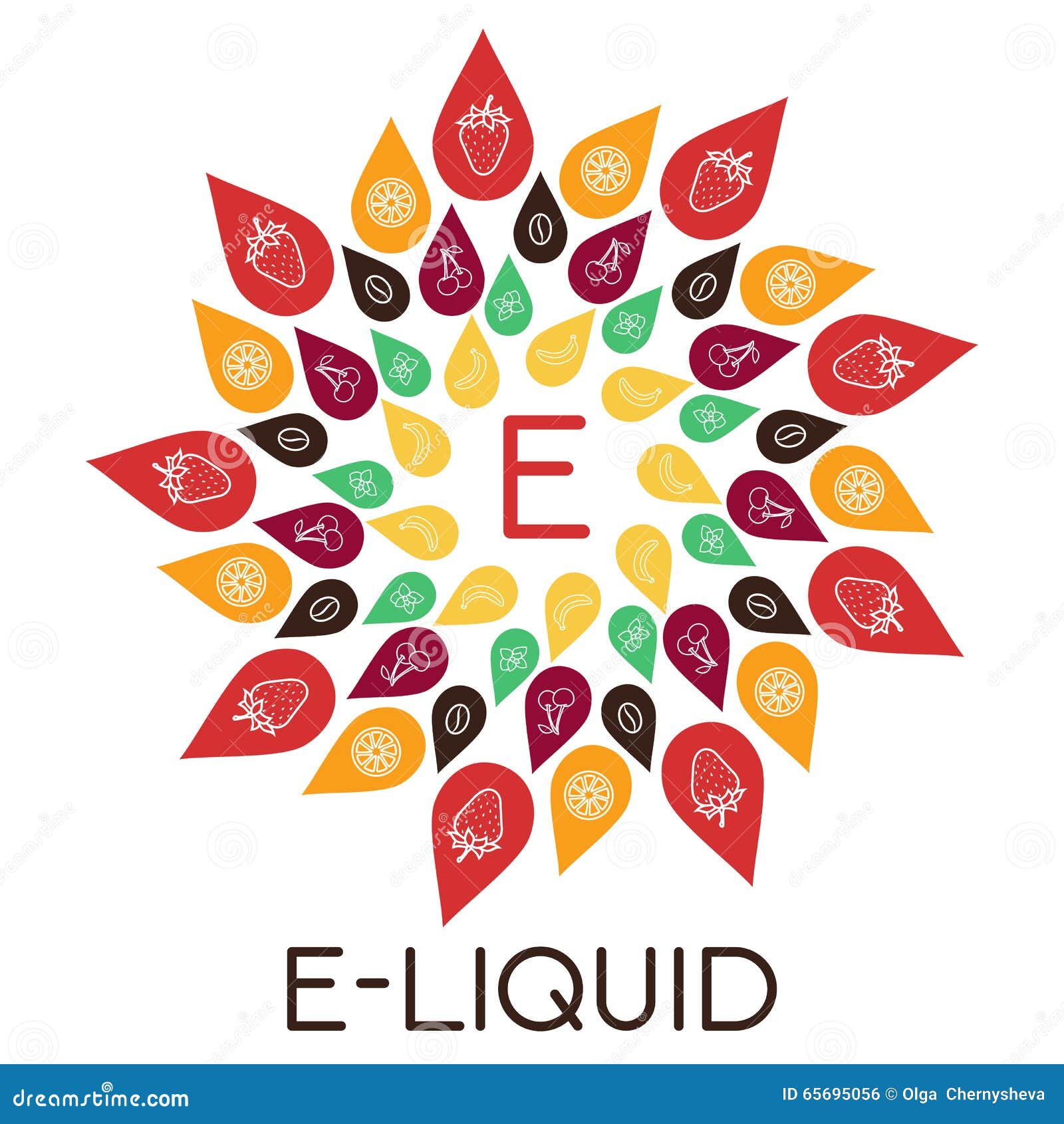 Vector E-Liquid Illustration of Different Flavor. Liquid To Vape Stock ...