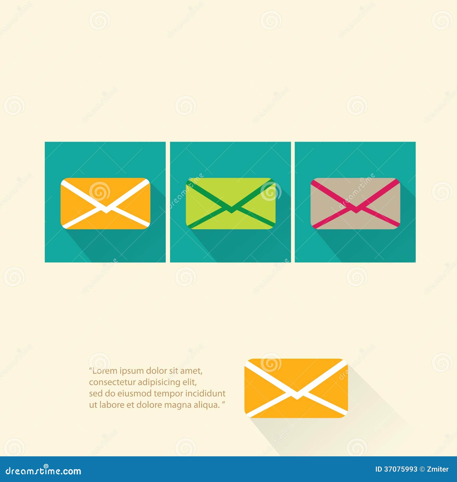 Vector E-mail Message Flat Icon. Stock Vector - Illustration of paper ...