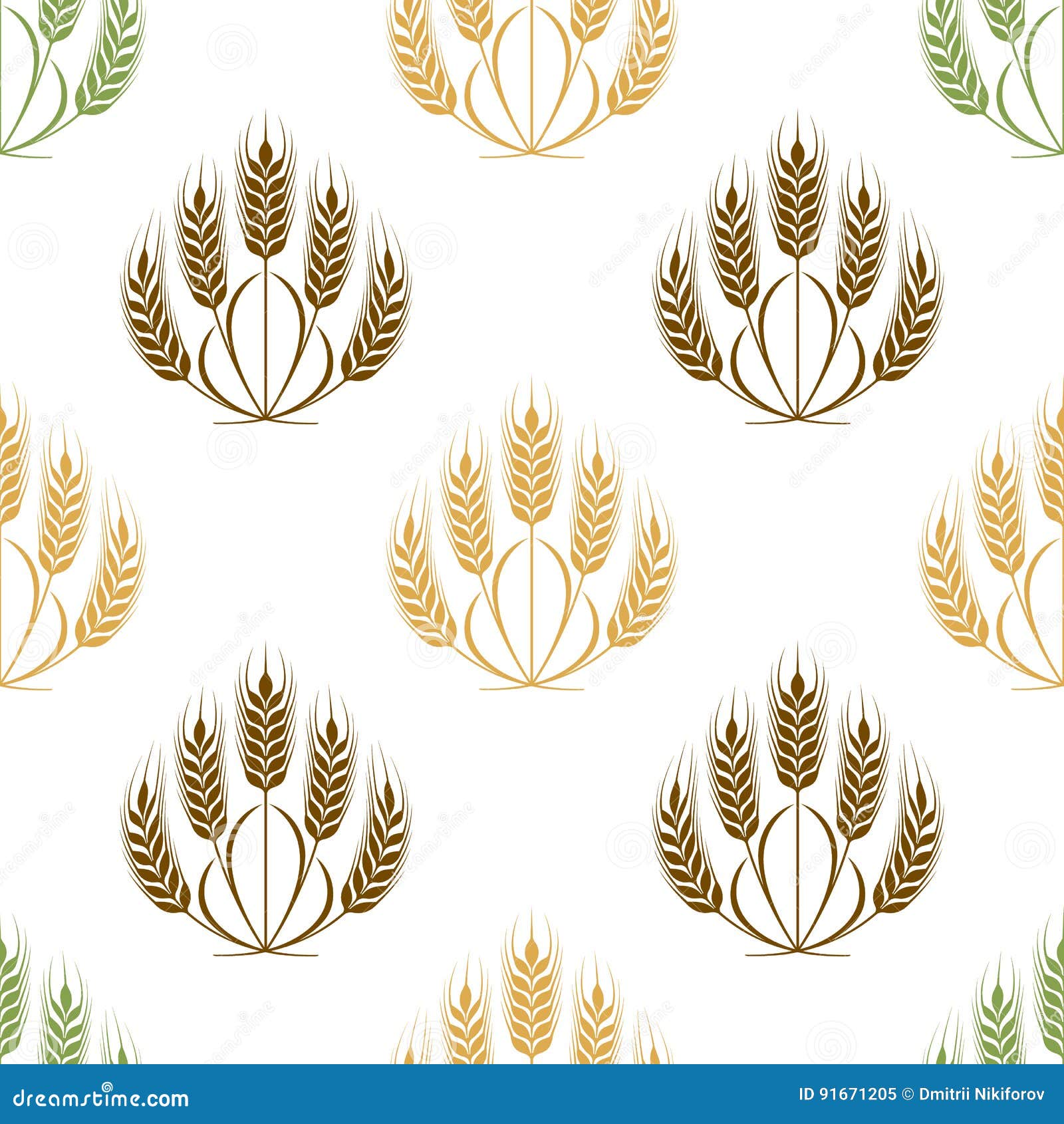 Vector Ears of Wheat and Grains Seamless Pattern Illustration Stock ...
