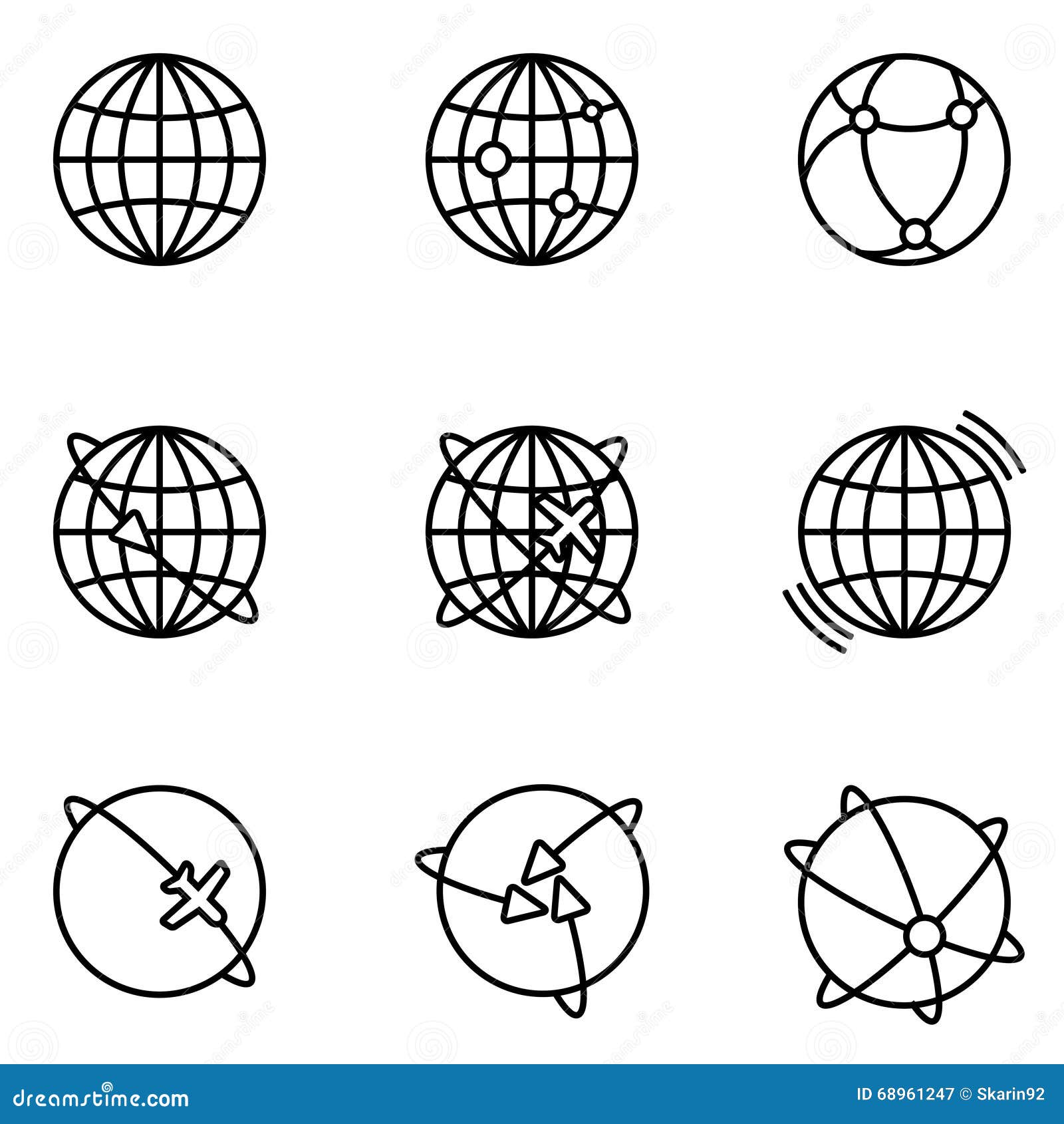 Vector Earth Global Communication Icons Set. Stock Illustration ...