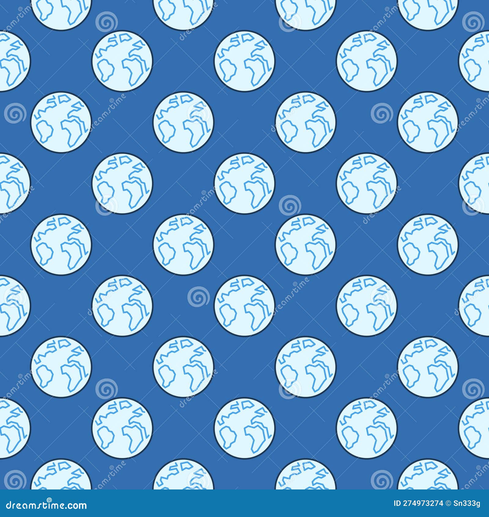 Vector Earth Globe Concept Blue Seamless Pattern or Background Stock ...