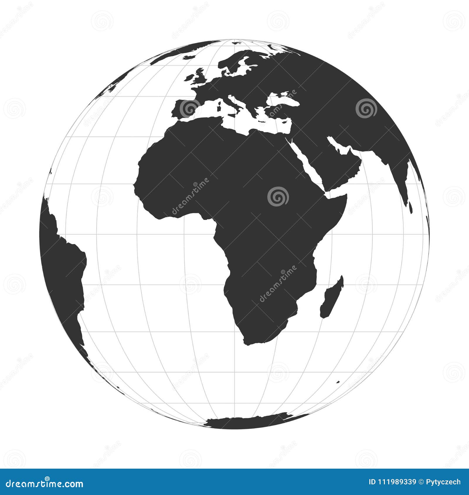Vector Earth Globe Focused on Africa Continent Stock Vector ...