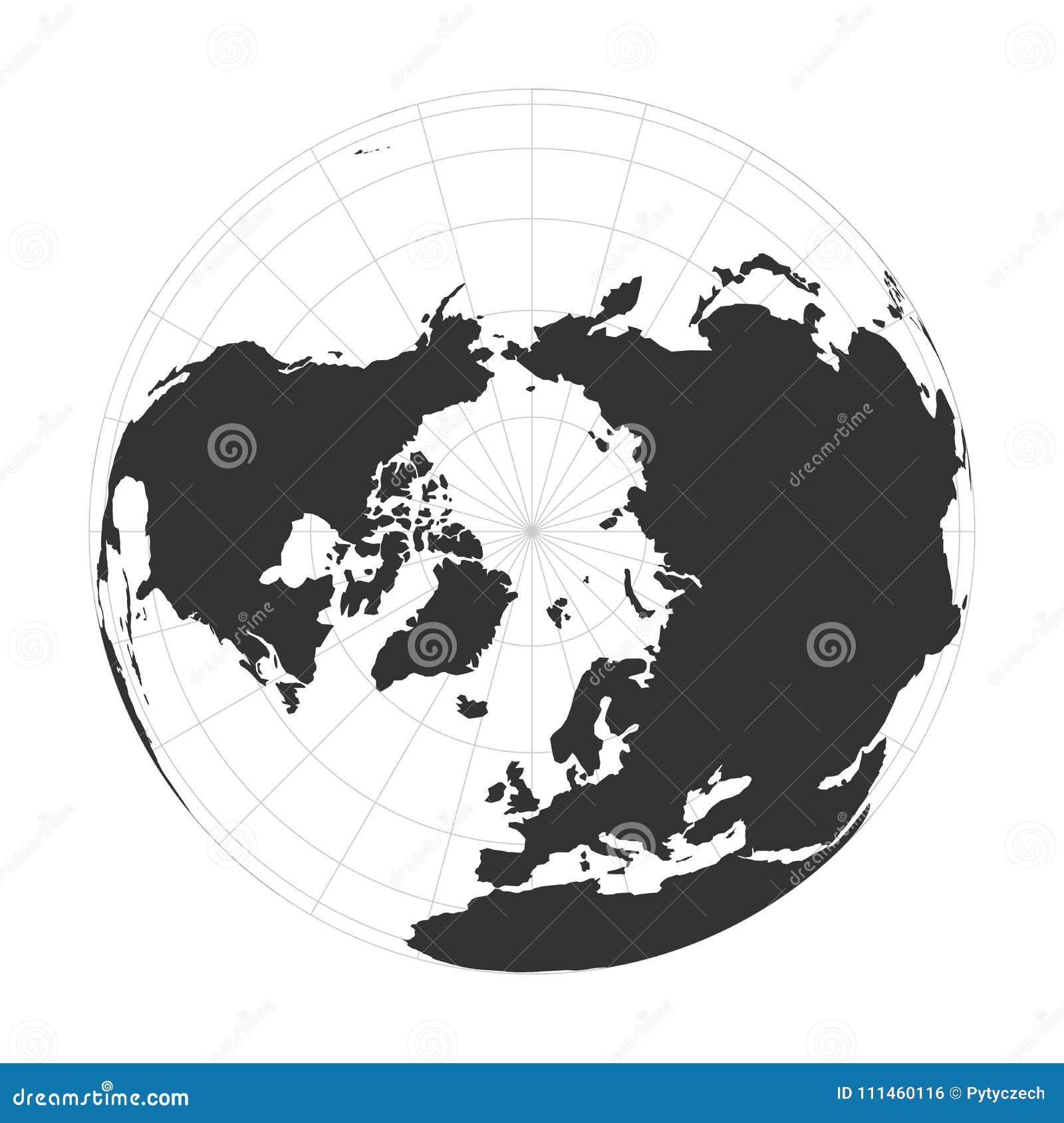 Vector Earth Globe Focused on Arctica and North Pole Stock Vector ...