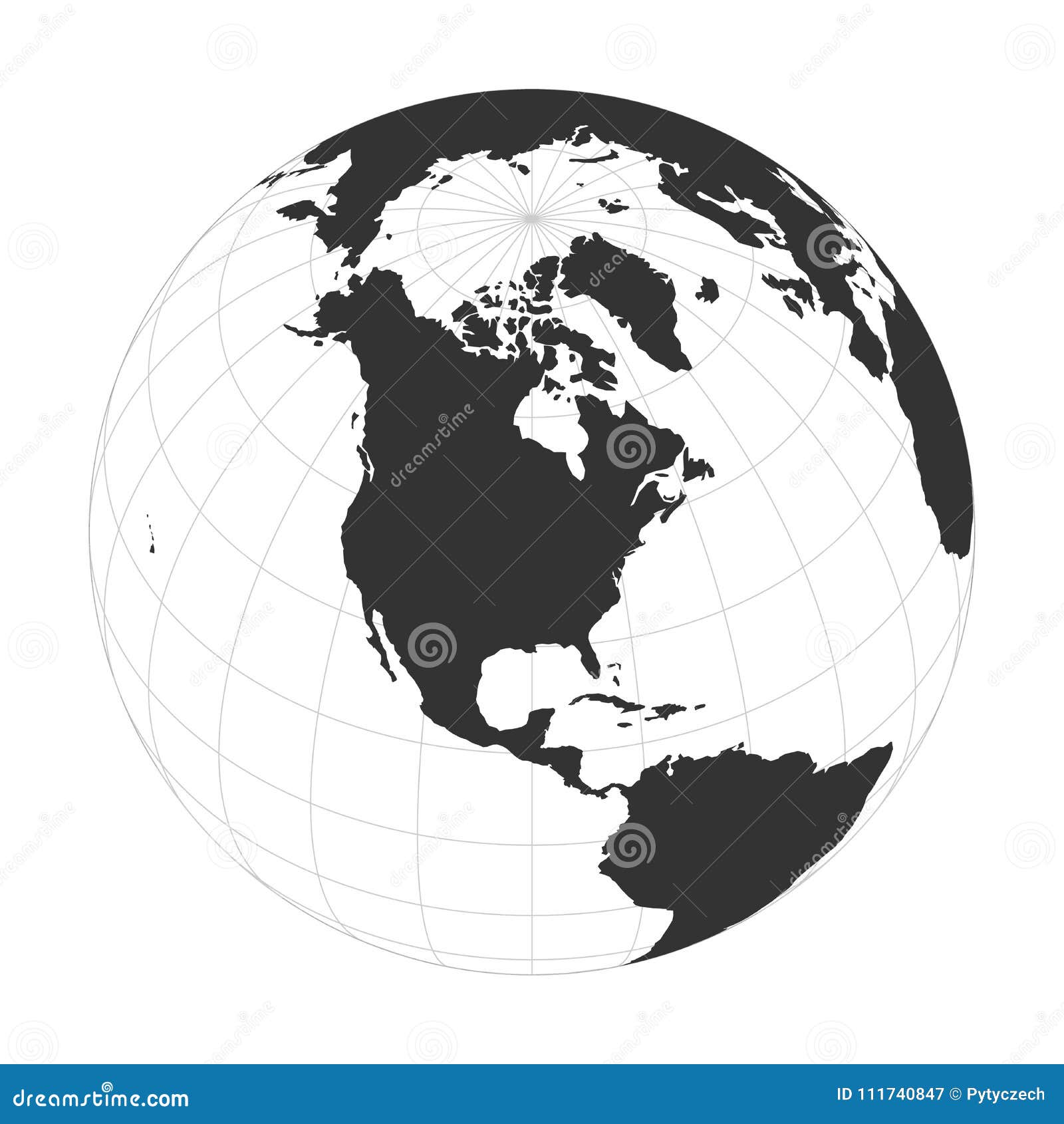 Vector Earth Globe Focused on North America Stock Vector - Illustration ...