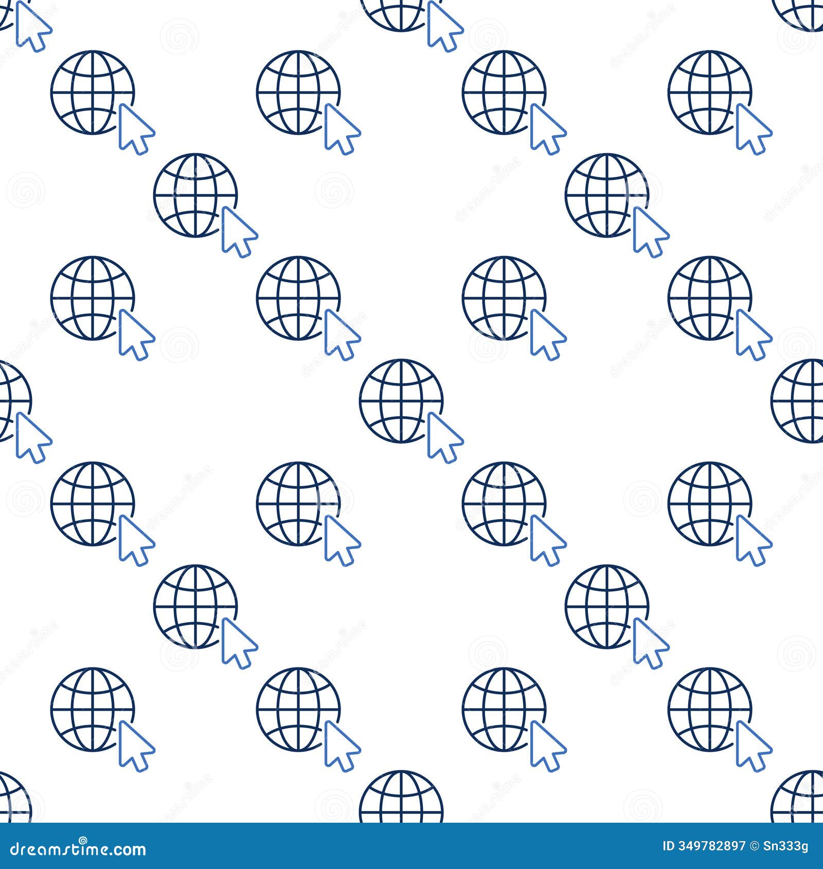 Vector Earth Globe with Mouse Cursor Seamless Pattern in Thin Line ...