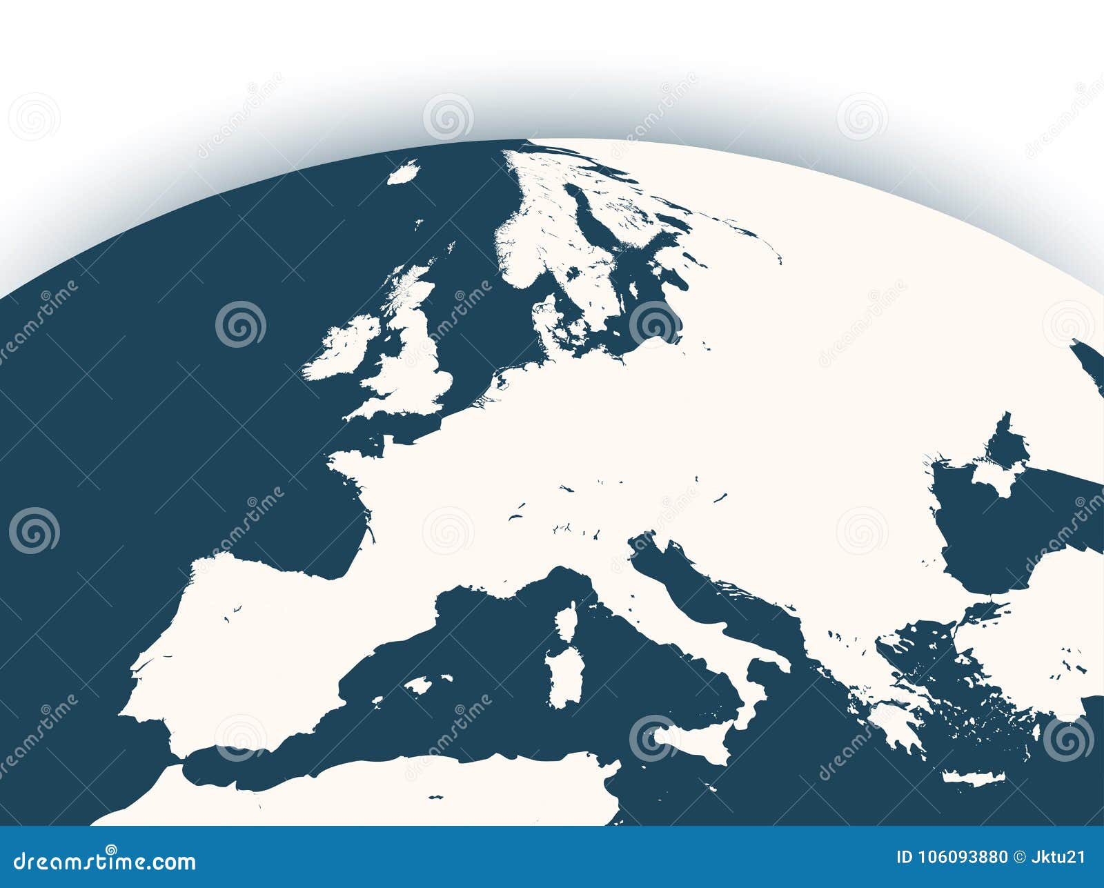 Map Of Europe Continent Illustration With The Biggest Ports Royalty ...
