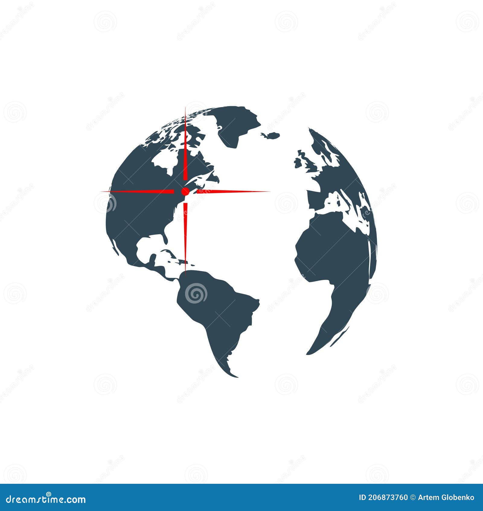 Vector Earth Icon. Earth with a Red Label on a White Background. Stock ...