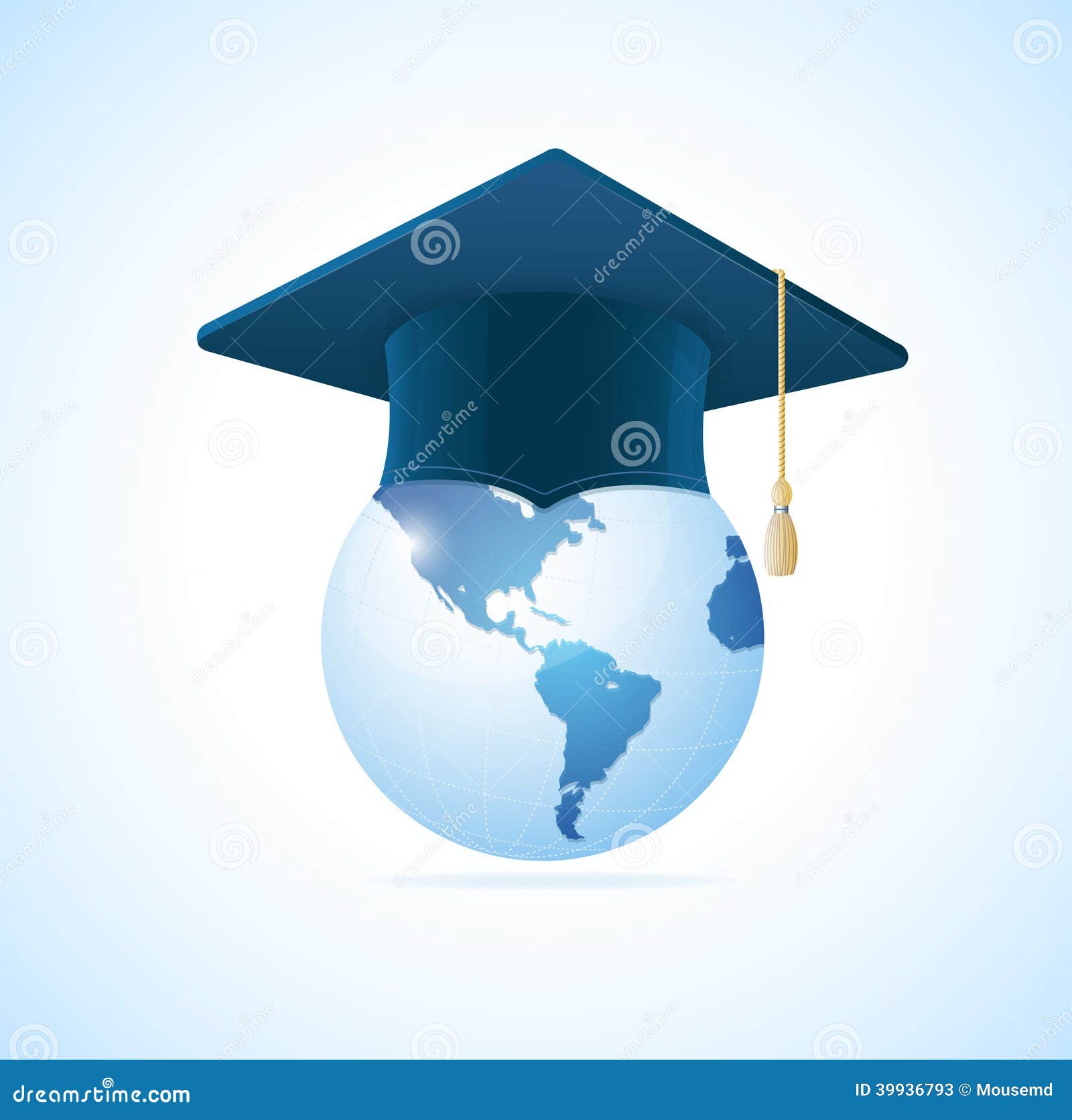 Vector Earth Planet with Graduation Cap Stock Vector - Illustration of ...