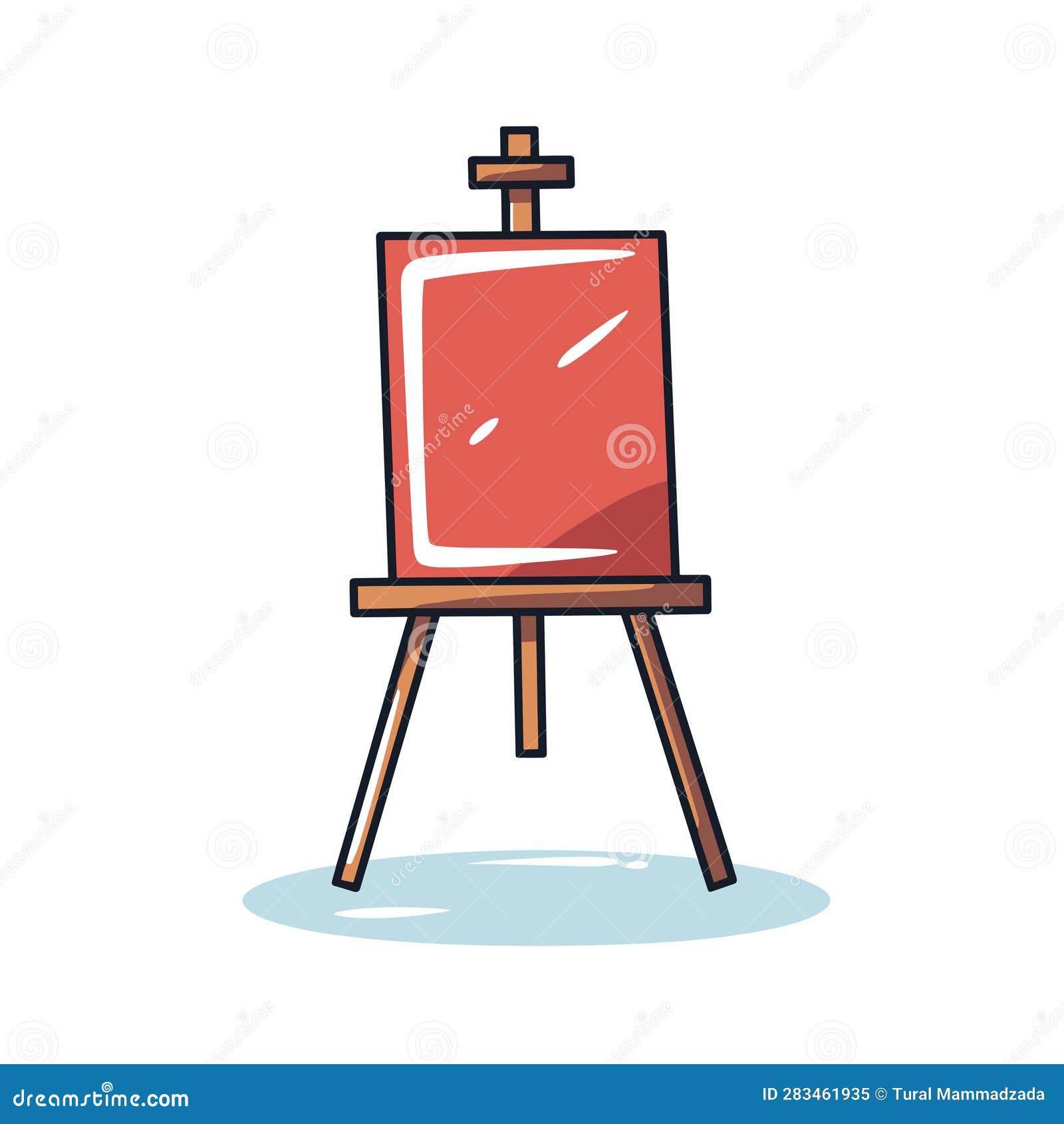 Vector of an Easel with a Red Painting on it Stock Vector ...
