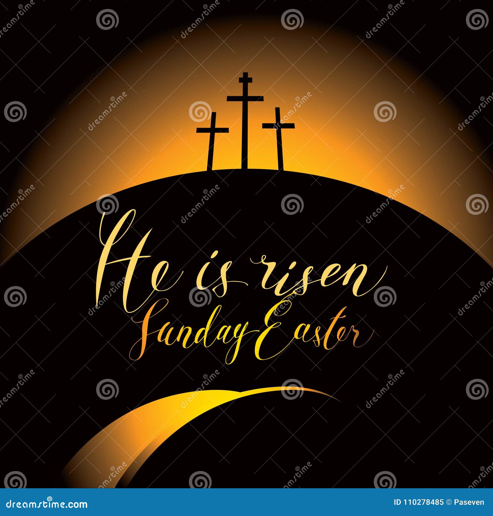 Easter Landscape with Calvary and Crosses Stock Vector - Illustration ...
