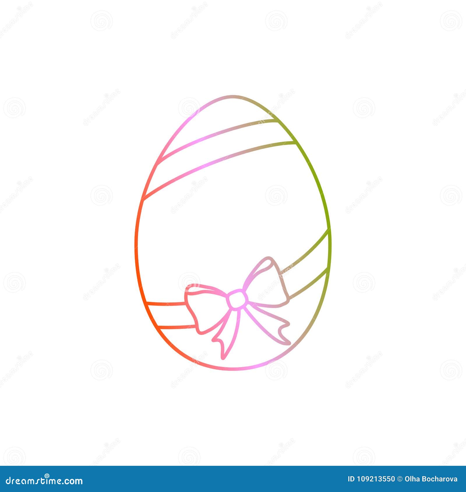 Vector Easter Egg with Ribbon and Bow. Line Art Easter Gift Stock ...