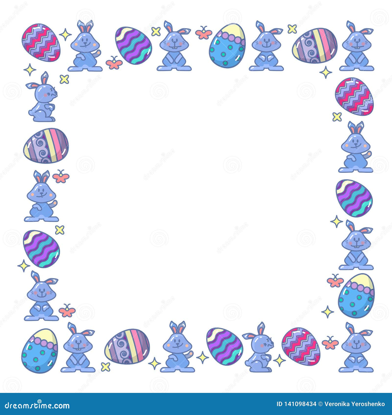 Vector Easter Eggs and Bunny Arranged in Square. Stock Vector ...