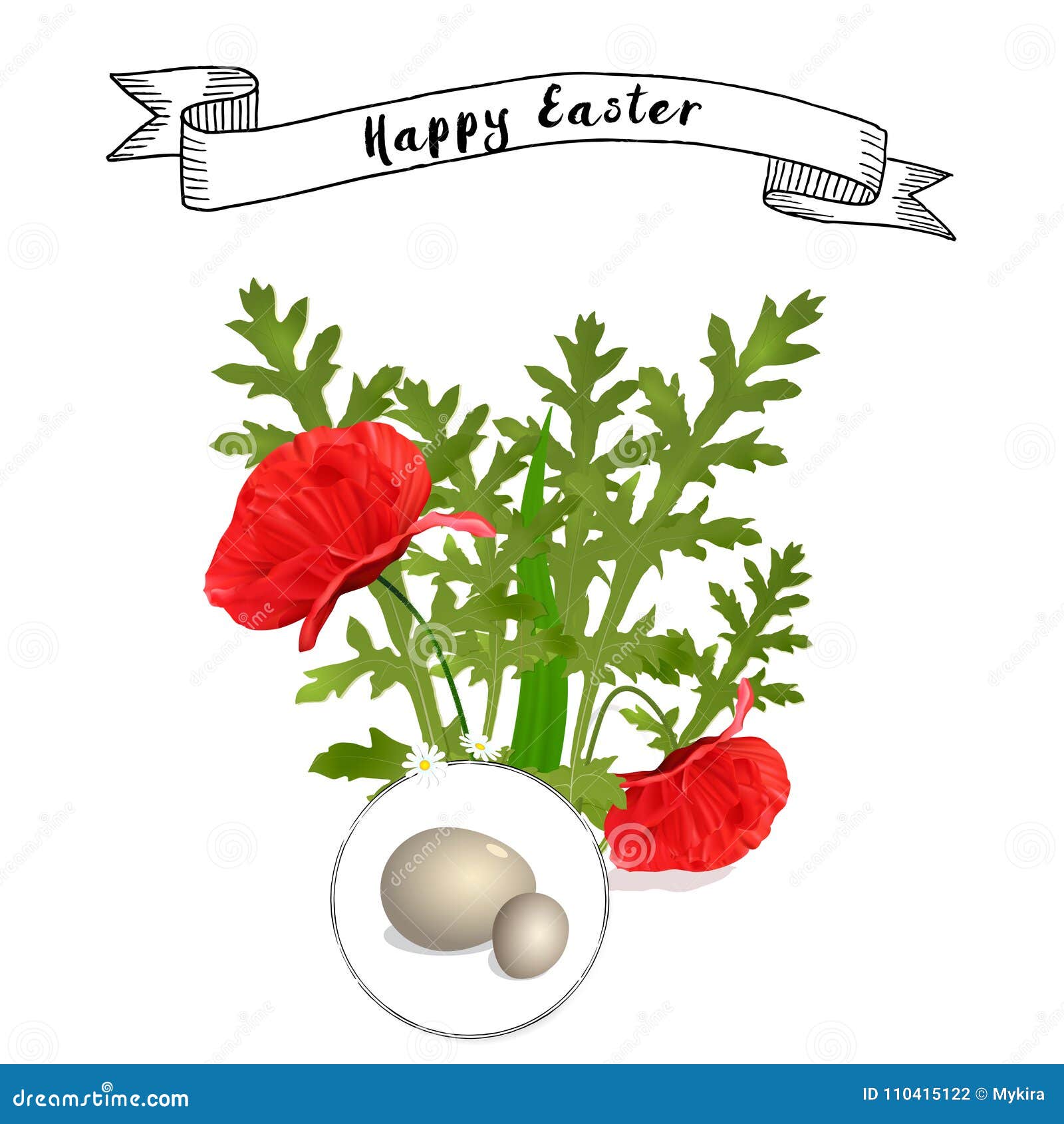 Vector Easter Floral Background with Poppies Stock Vector ...