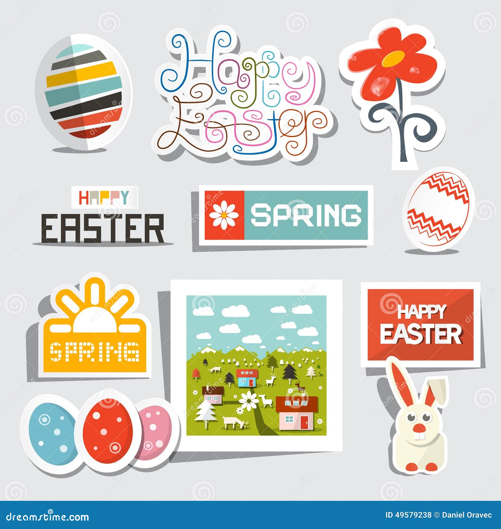 Vector Easter Isolated Symbols - Objects Set Stock Vector ...