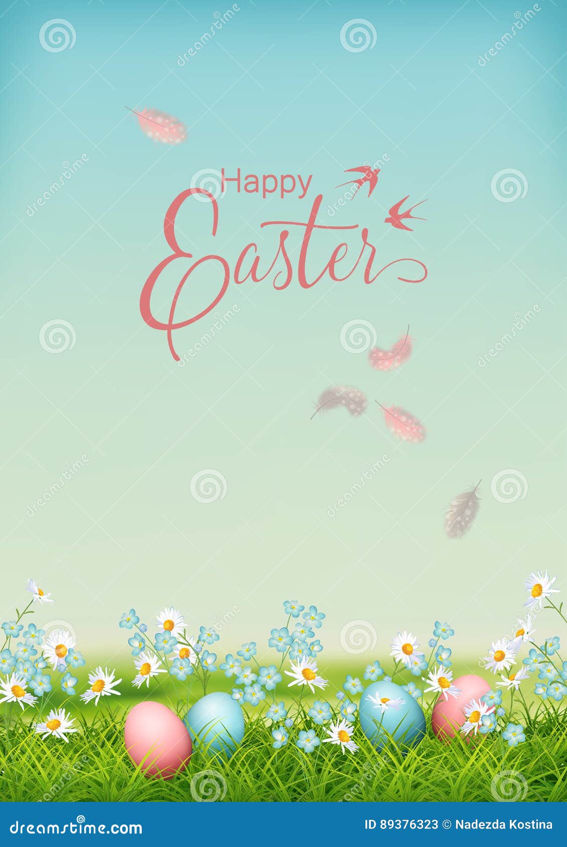 Vector Easter Landscape stock vector. Illustration of decoration - 89376323