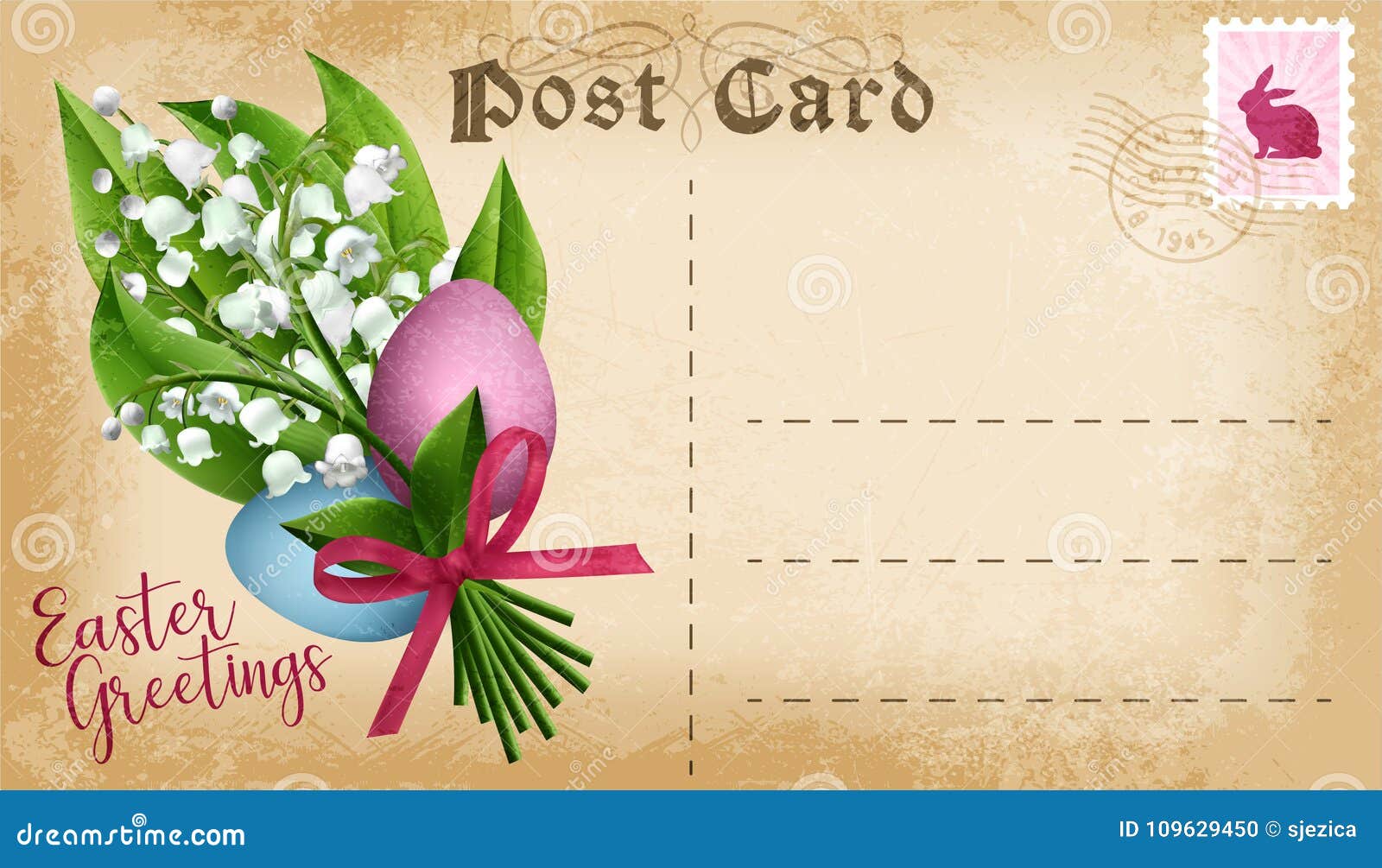 Vector Easter post card stock vector. Illustration of blooming - 109629450