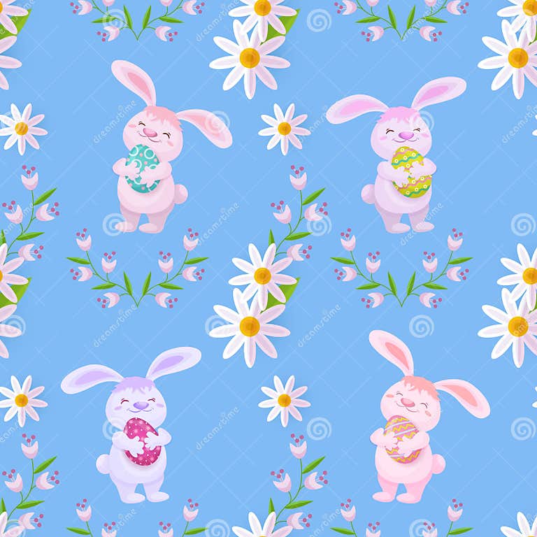Vector Easter, Spring Seamless Pattern Stock Vector - Illustration of ...