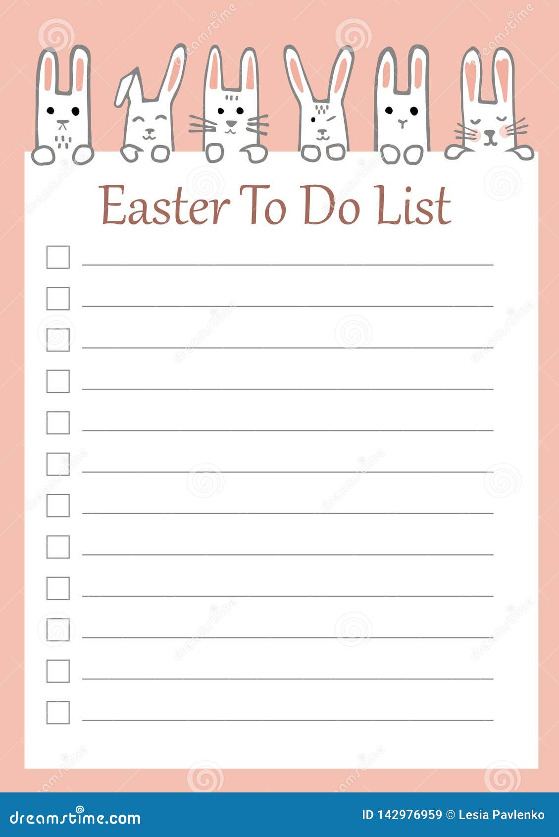 Vector Easter To Do List with Funny Bunnies. Printable Spring Checklist ...