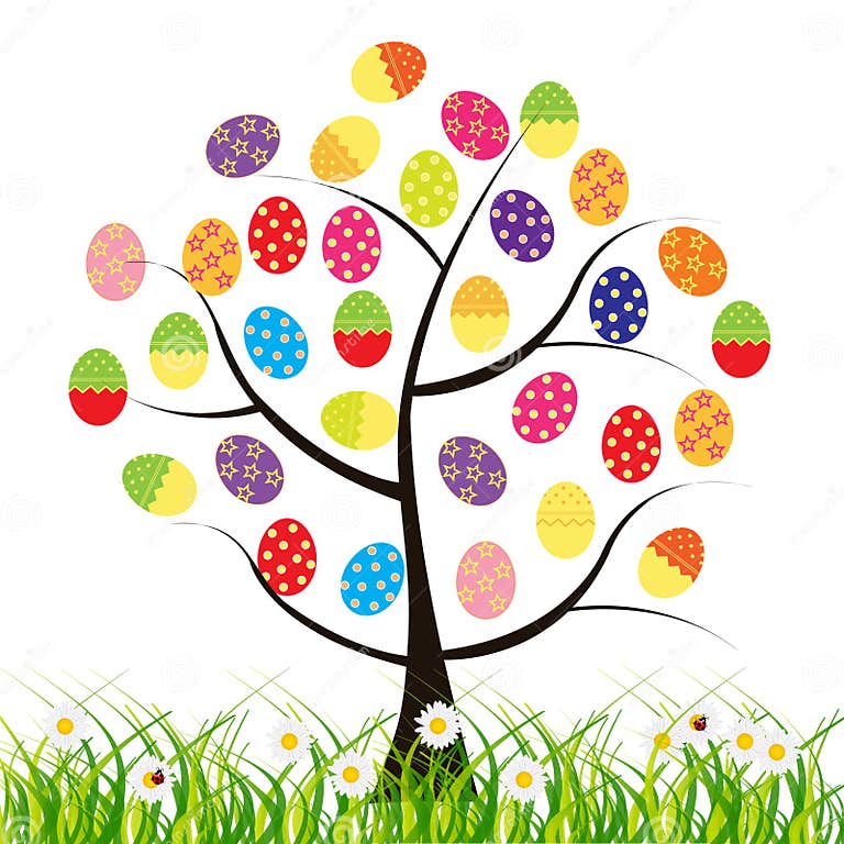 Vector Easter Tree with Eggs Stock Illustration - Illustration of ...