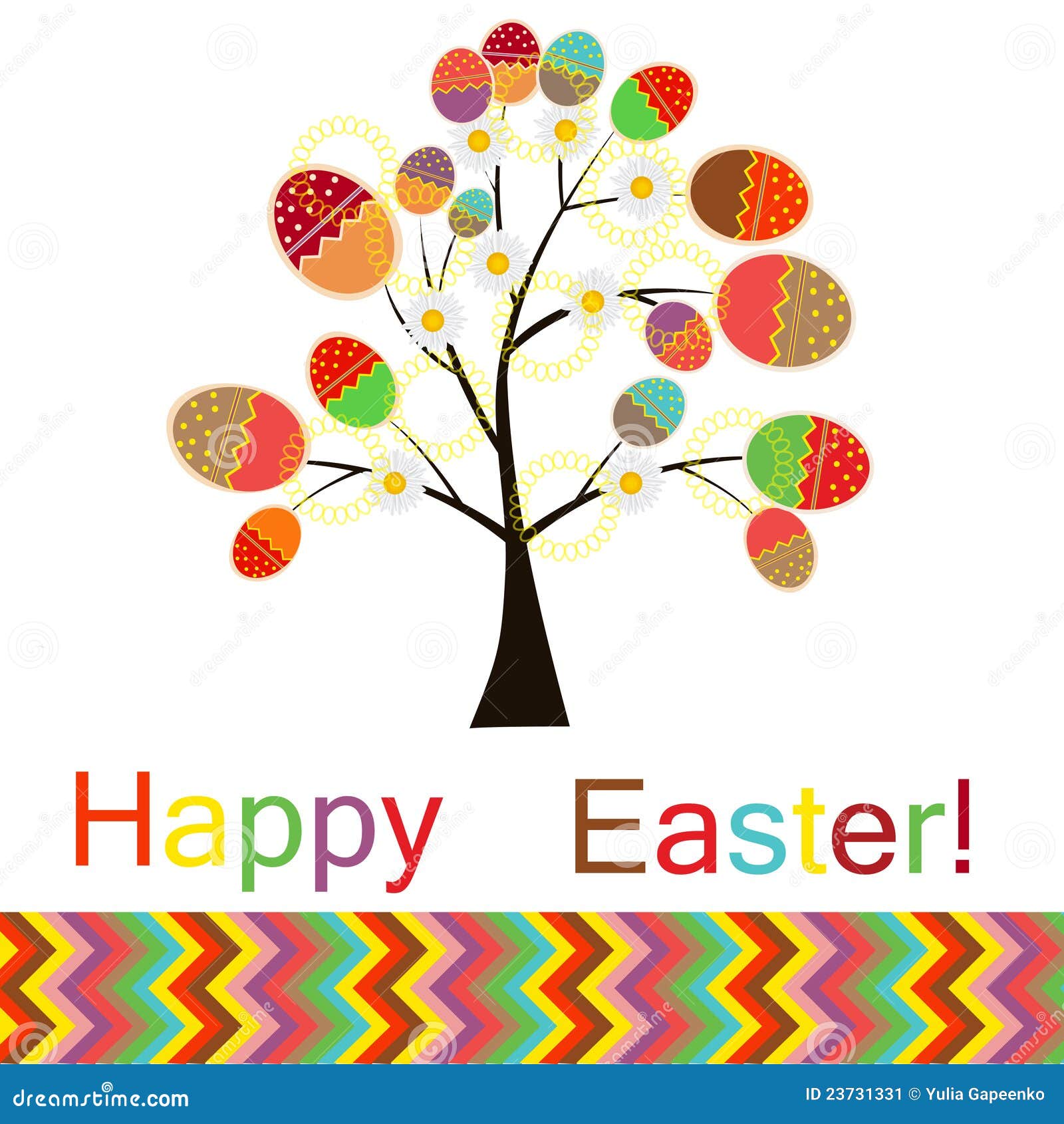Vector Easter Tree with Eggs Stock Vector - Illustration of backdrop ...