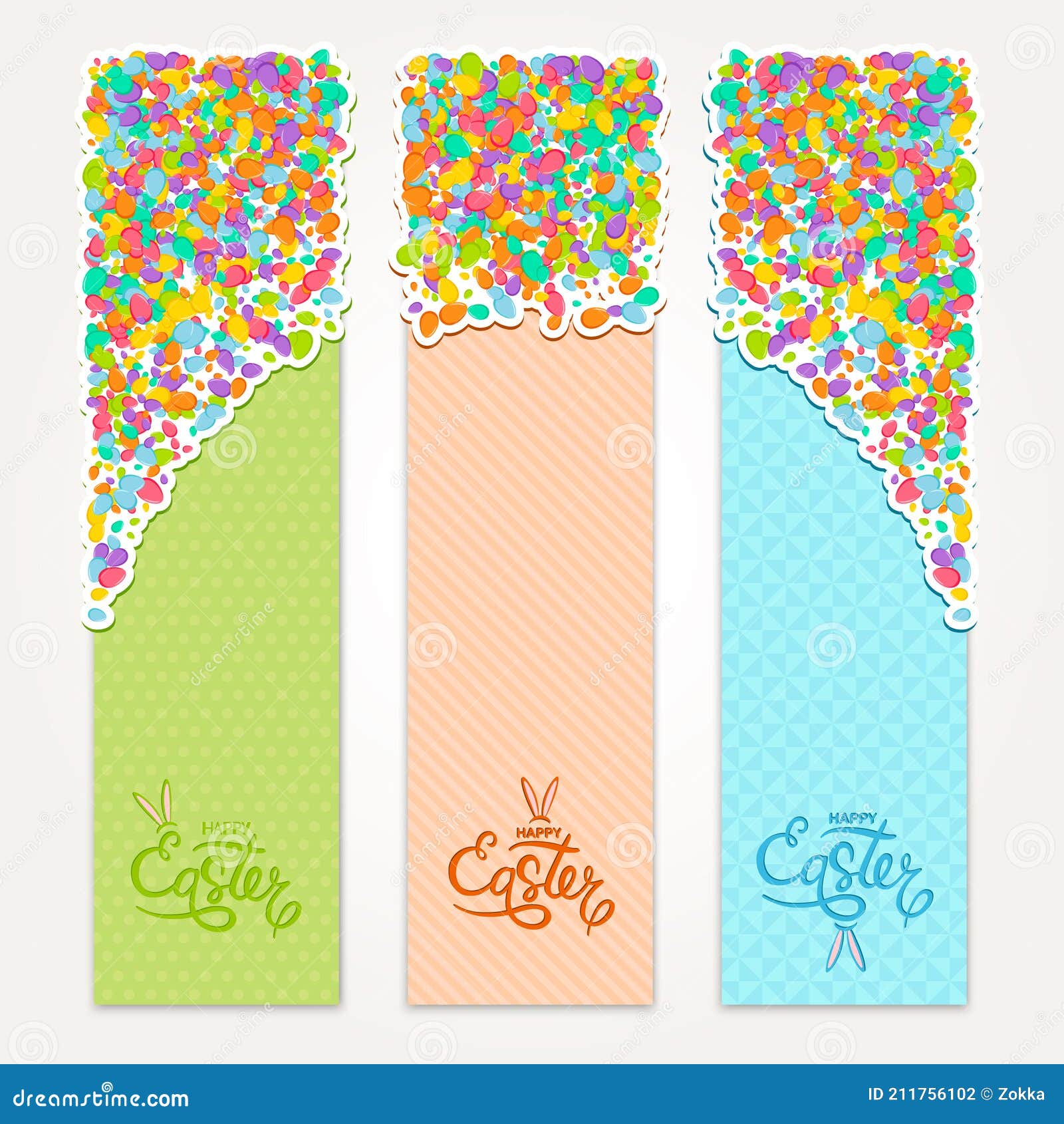 Vector Easter Vertical Banners Set of Colorful Eggs for Different ...