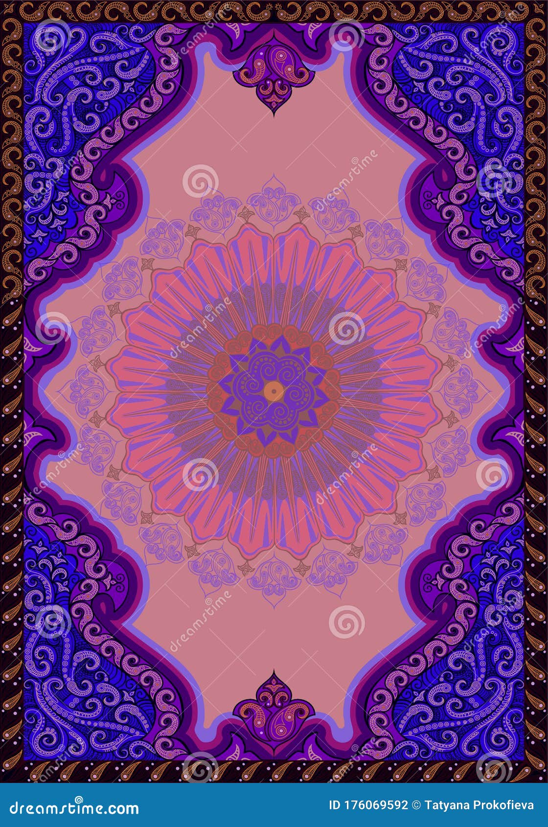 Eastern A4 Template for Text. a Combination of Patterns of Ornaments in ...