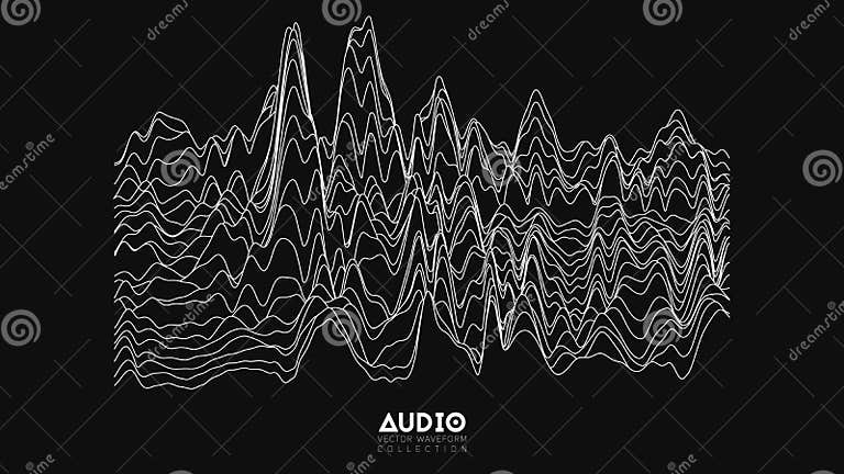 Vector Echo Audio Wavefrom Spectrum. Abstract Music Waves Oscillation ...
