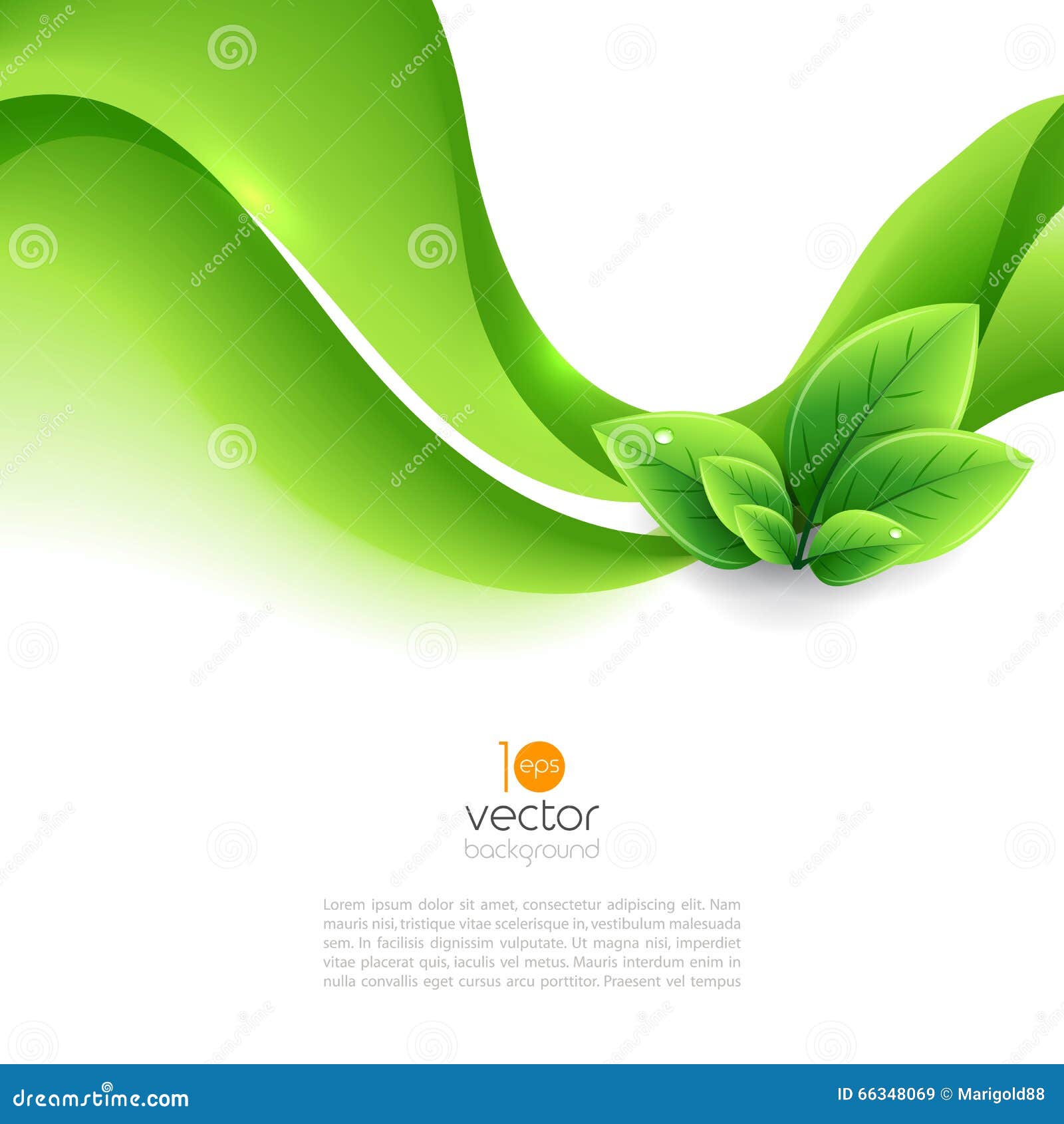 Vector Eco Leaves and Green Wave Stock Vector - Illustration of ...