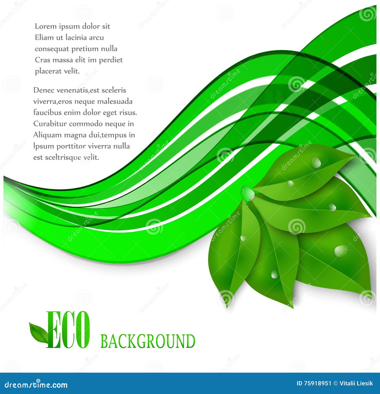 Vector Eco Leaves and Green Wave. Stock Illustration - Illustration of ...
