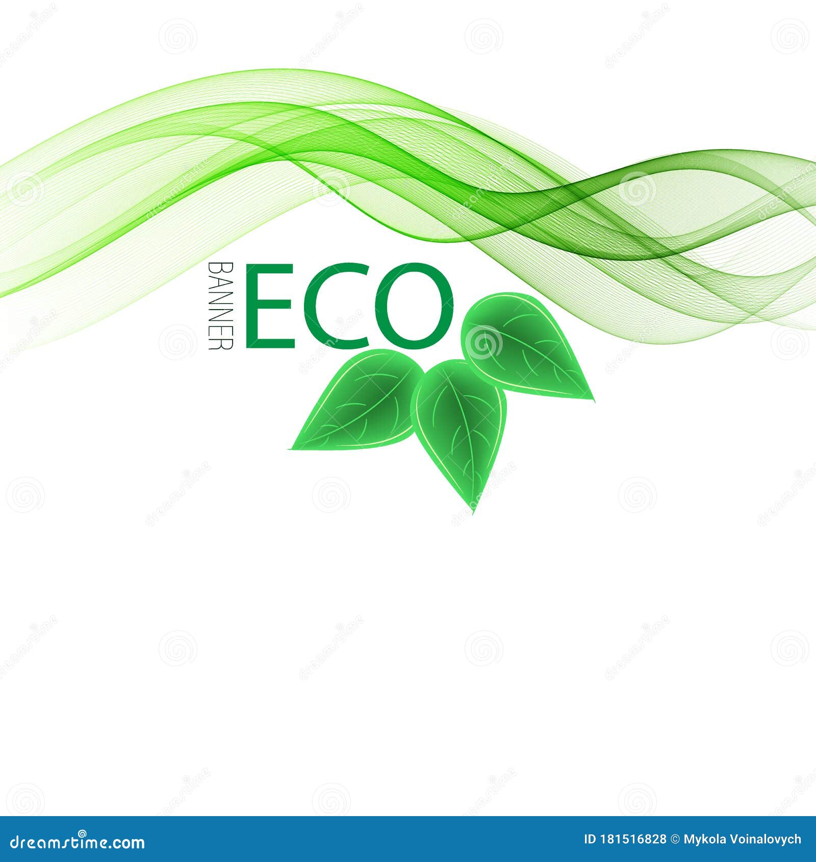 Vector Eco Leaves and Green Wave. Abstract Ecology Background Stock ...