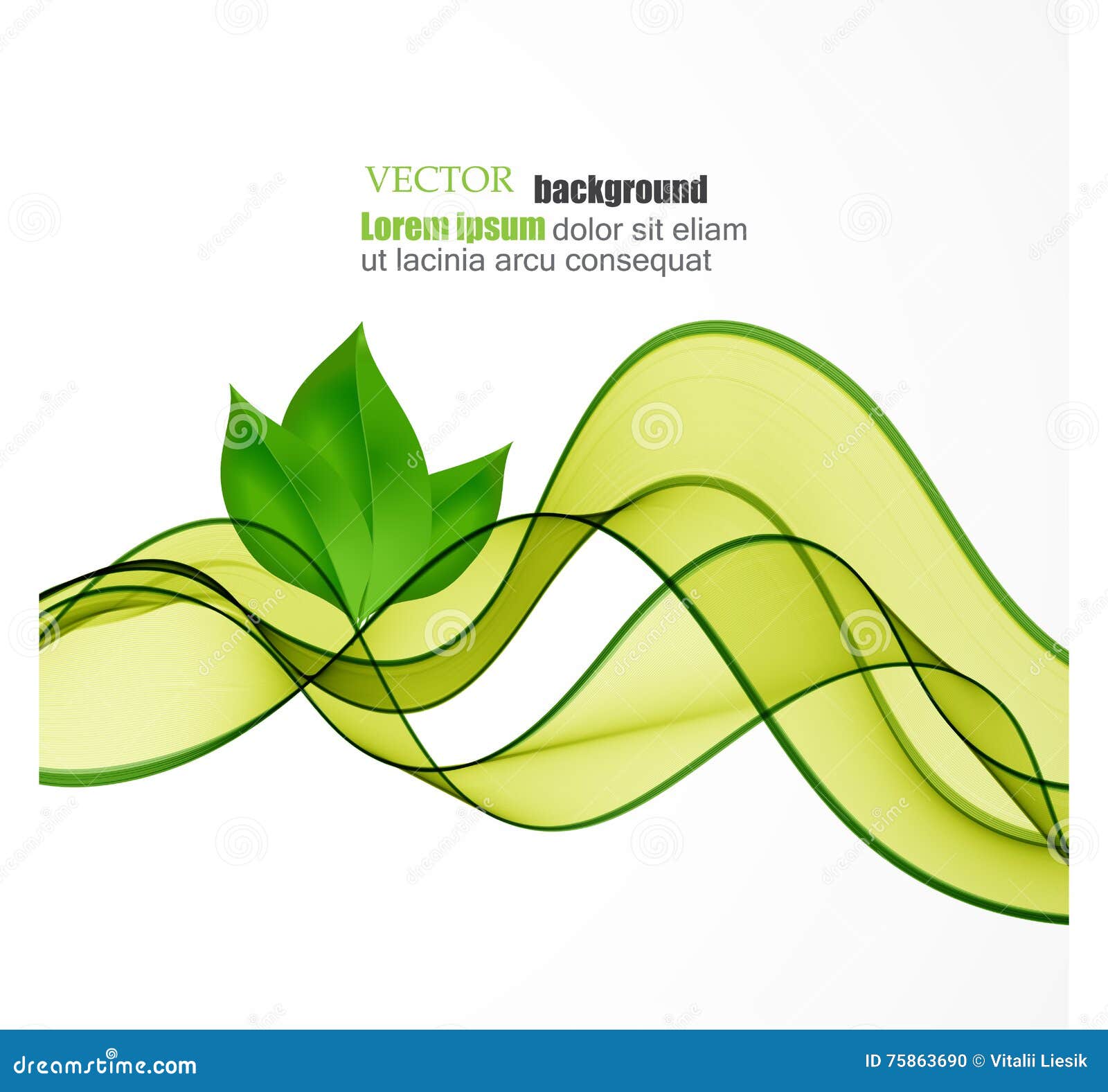 Vector Eco Leaves and Green Wave Stock Vector - Illustration of graphic ...