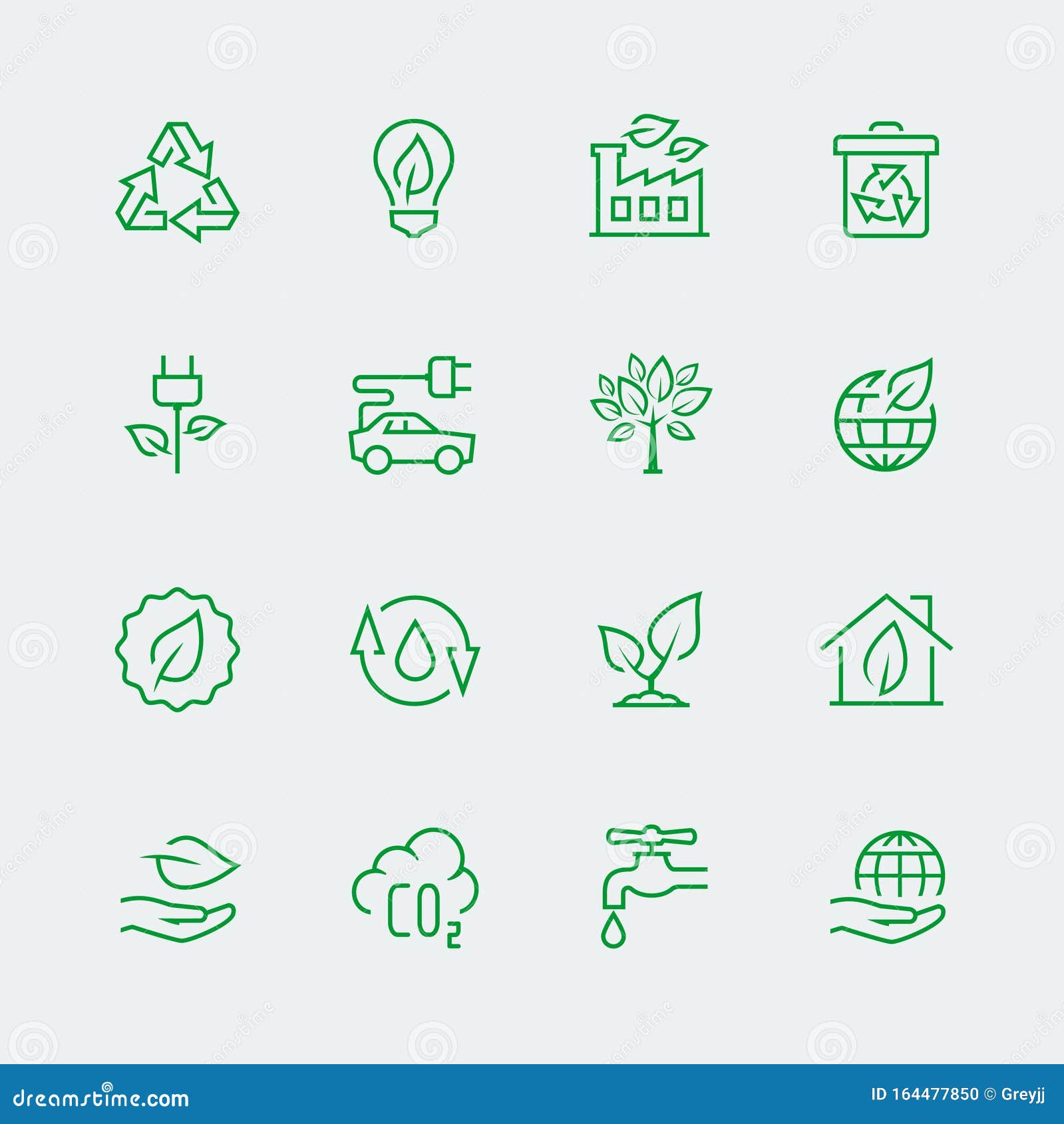 Ecological Icons in Thin Line Style Stock Vector - Illustration of ...
