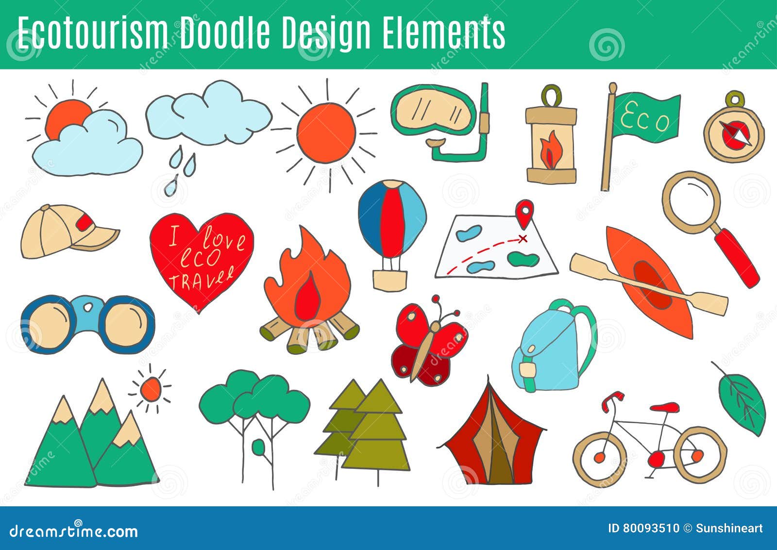 Vector Ecotourism Design Elements Stock Vector - Illustration of drawn ...