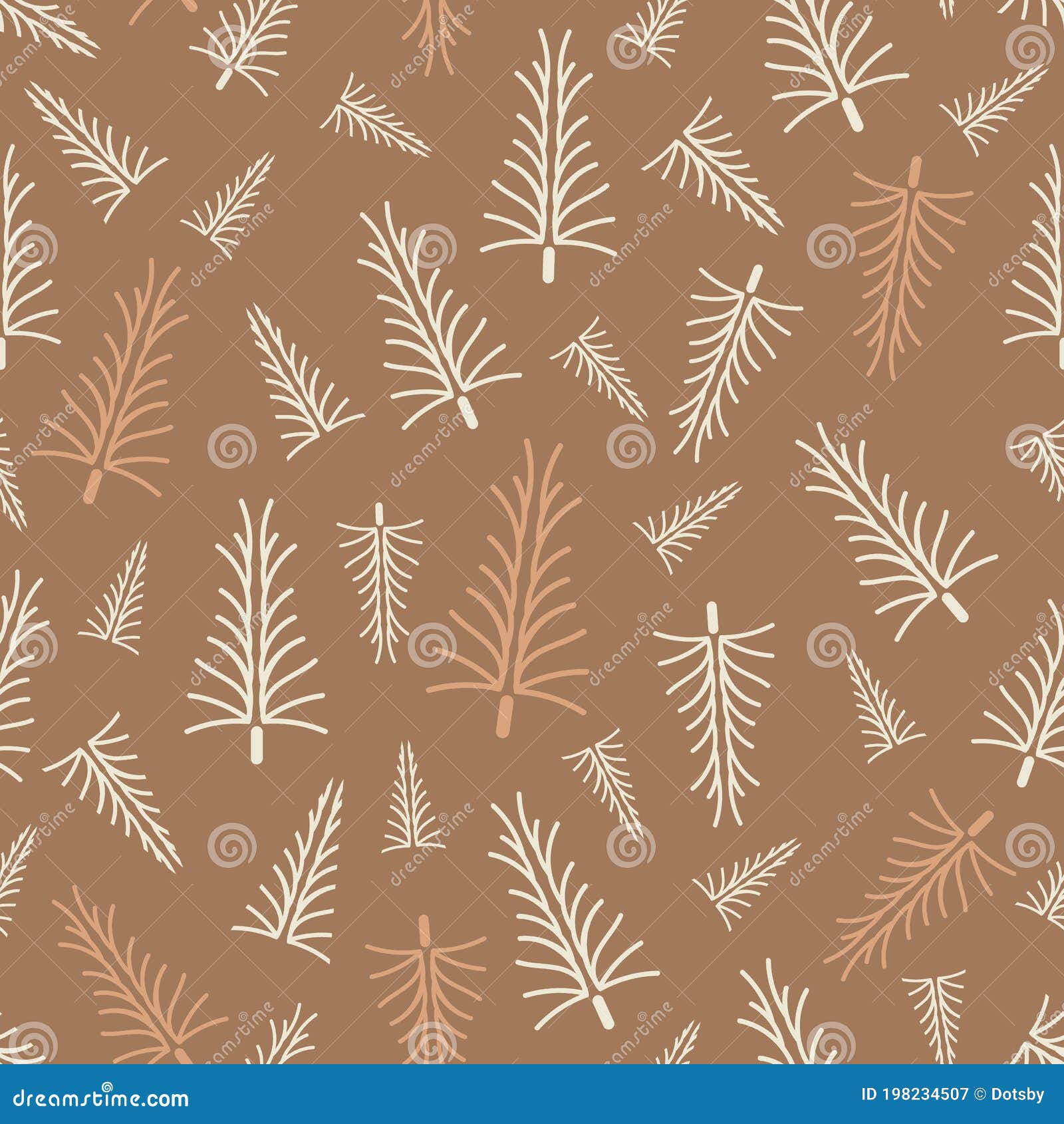 Vector Ecru Brown Christmas Trees Seamless Pattern Stock Vector ...
