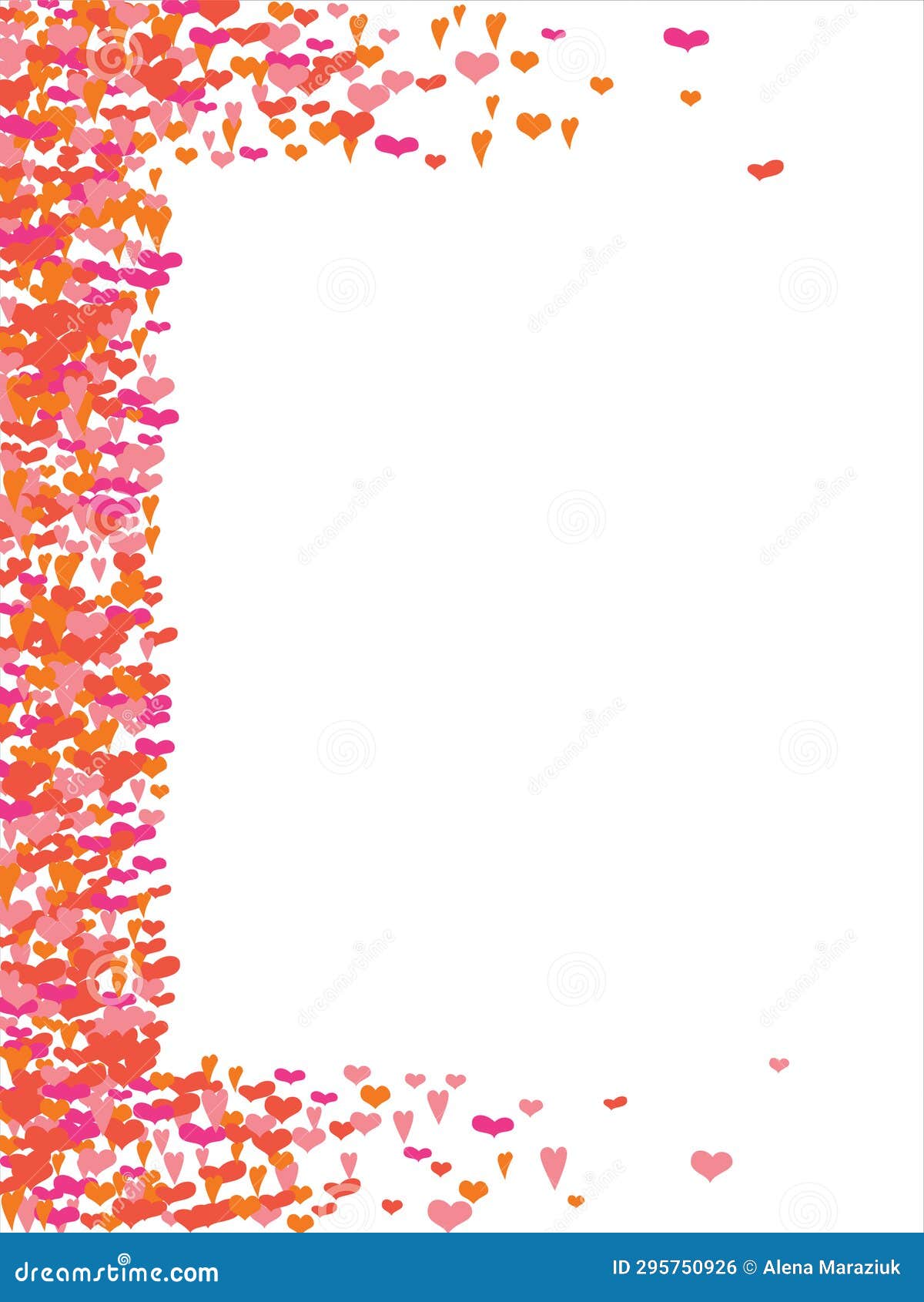 Vector Edging, Ribbon, Border from Hearts. Hand-drawn Romantic Pattern ...