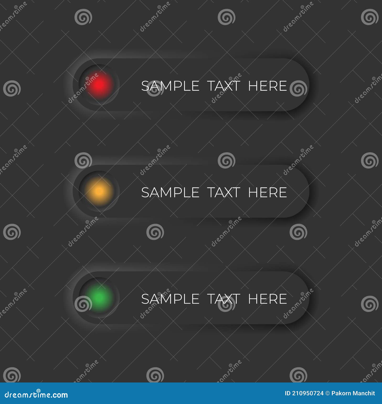 Vector Editable Neomorphic Buttons Set with Light Status. Sliders for ...