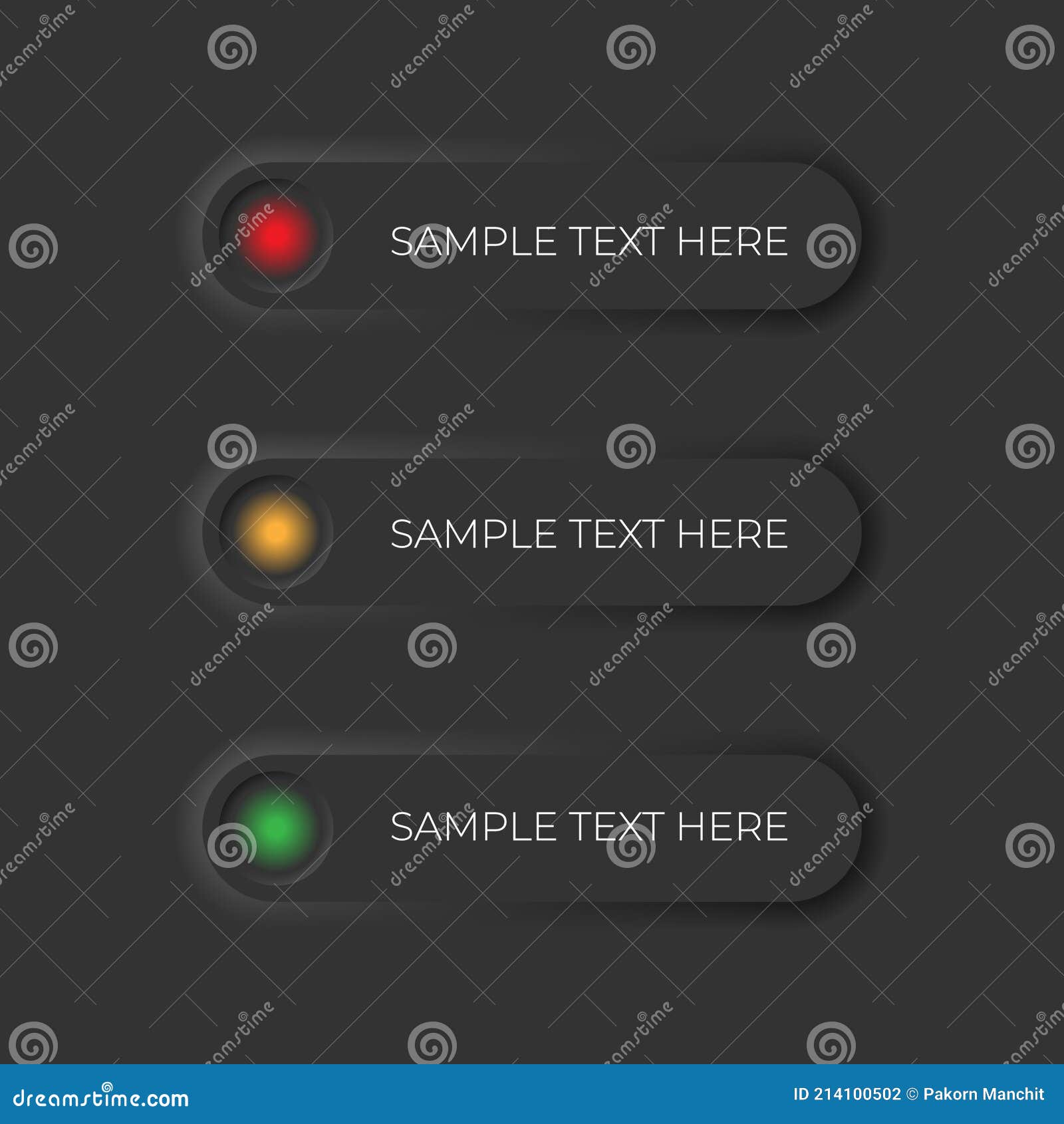 Vector Editable Neomorphic Buttons Set with Light Status. Sliders for ...