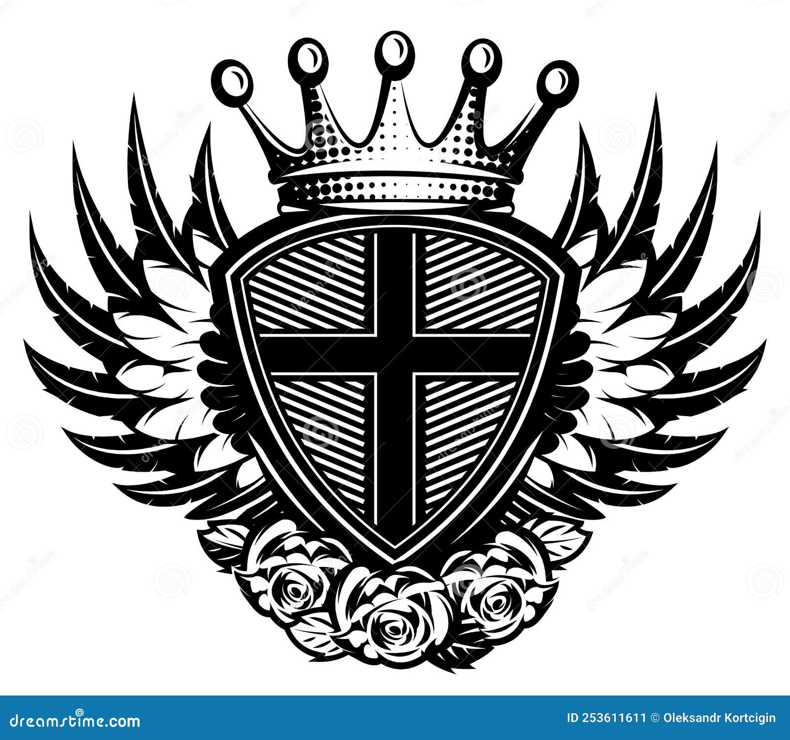 Vector Editable Template with Christian Cross on Shield. Church Symbol ...