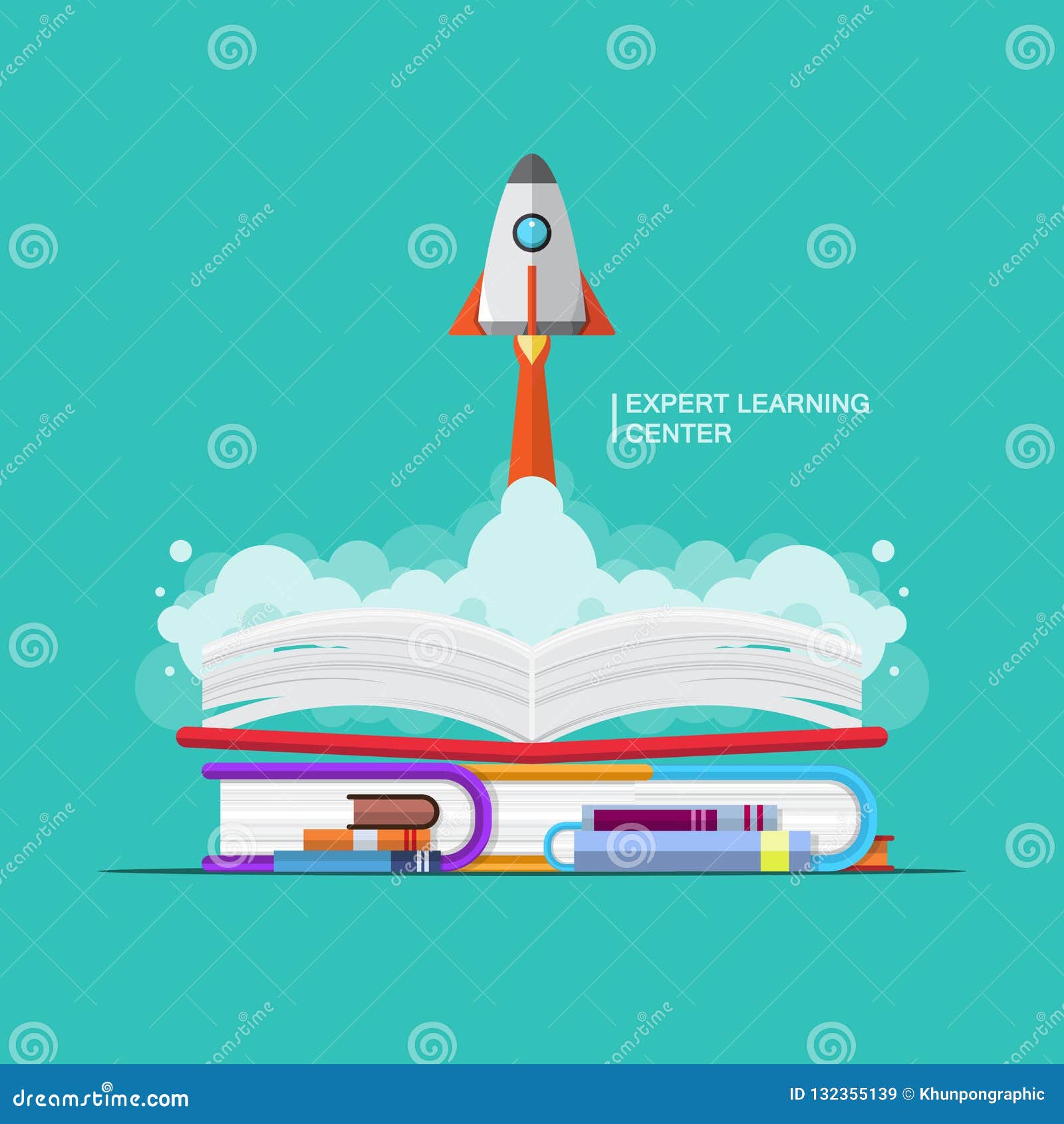 Vector Education Book Intelligent, Expert Learning Concept, Rocket ...