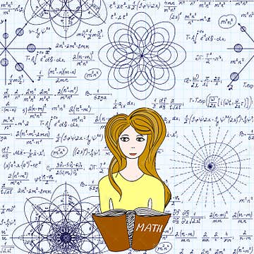 Vector Education Illustration with a Beautiful Girl Solving ...