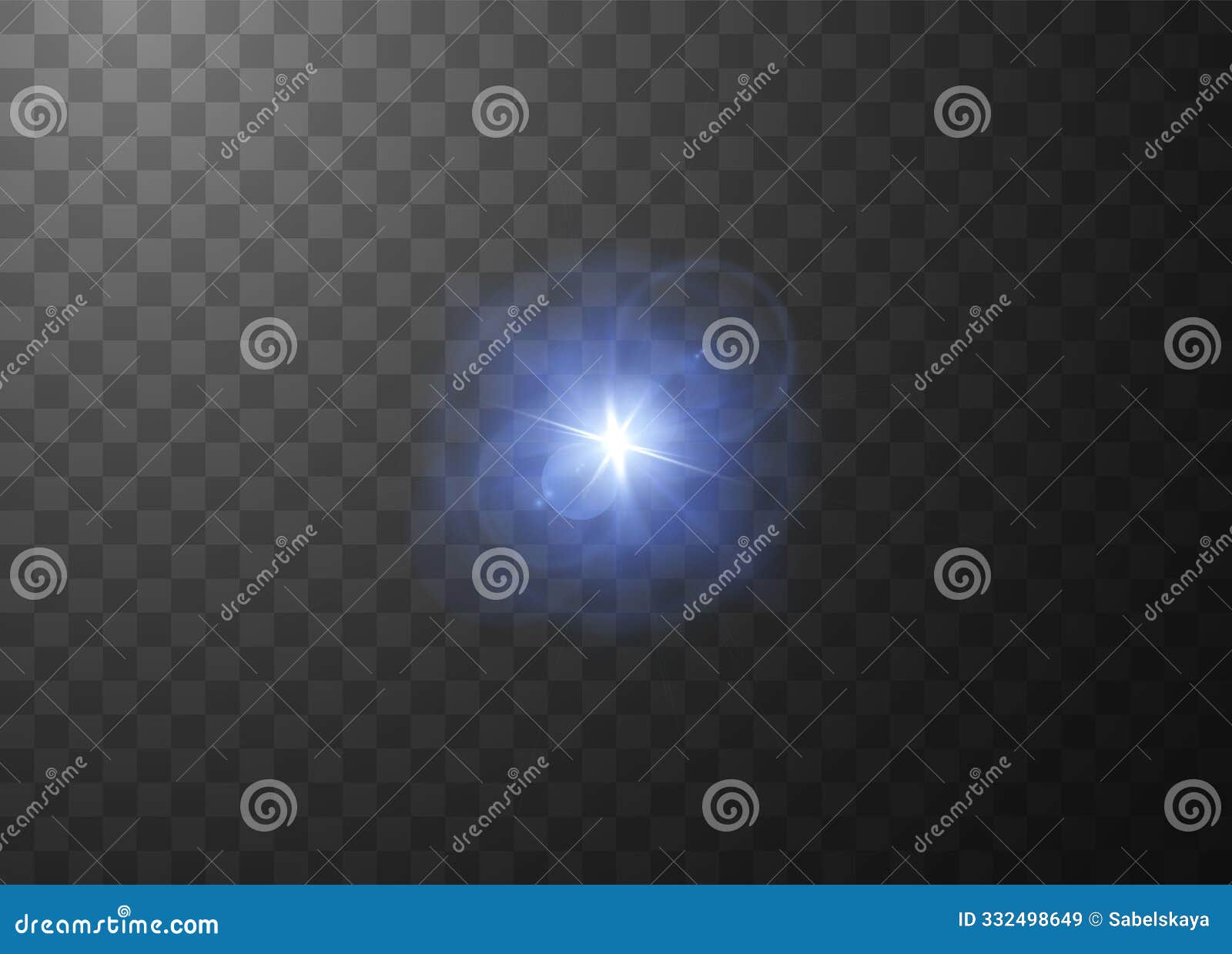 Vector Effect of a Blue Flash with Bright Rays and Highlights on a ...
