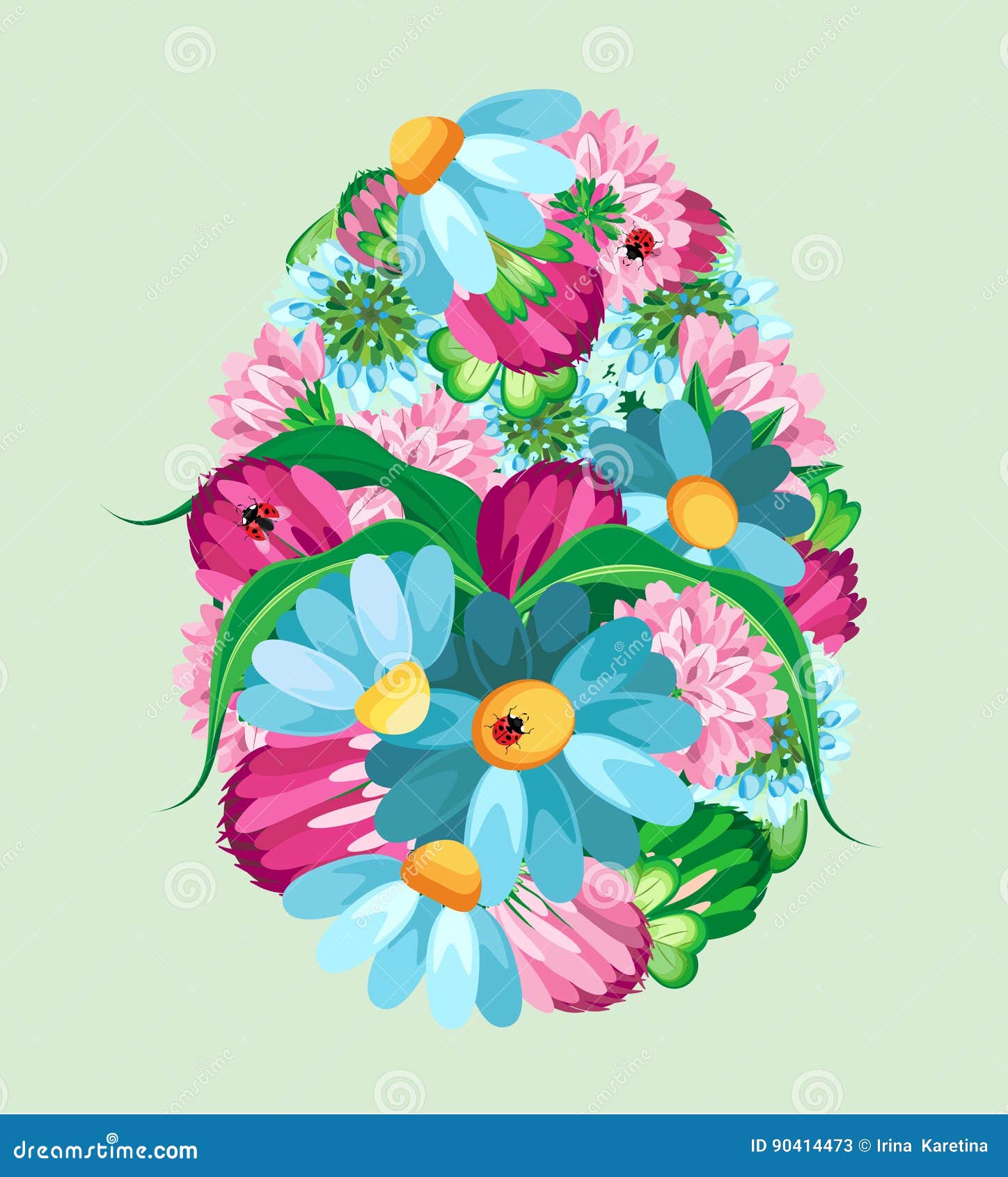 Vector Egg from Flowers on a Pastel Background Stock Vector ...