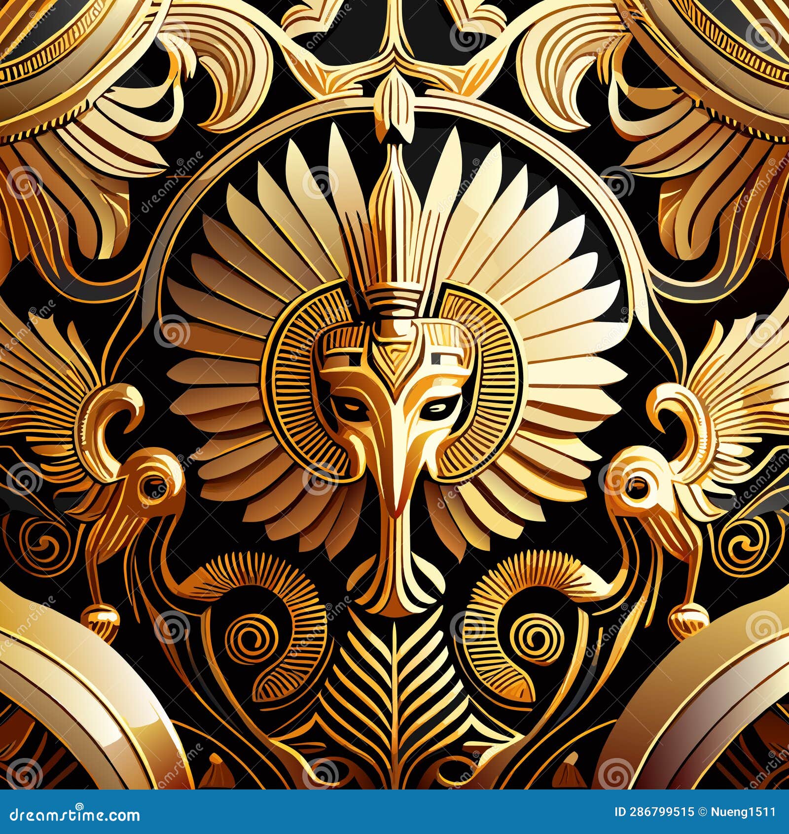 Gods Of Ancient Egypt And Old Egyptian Hieroglyphs On Ancient ...