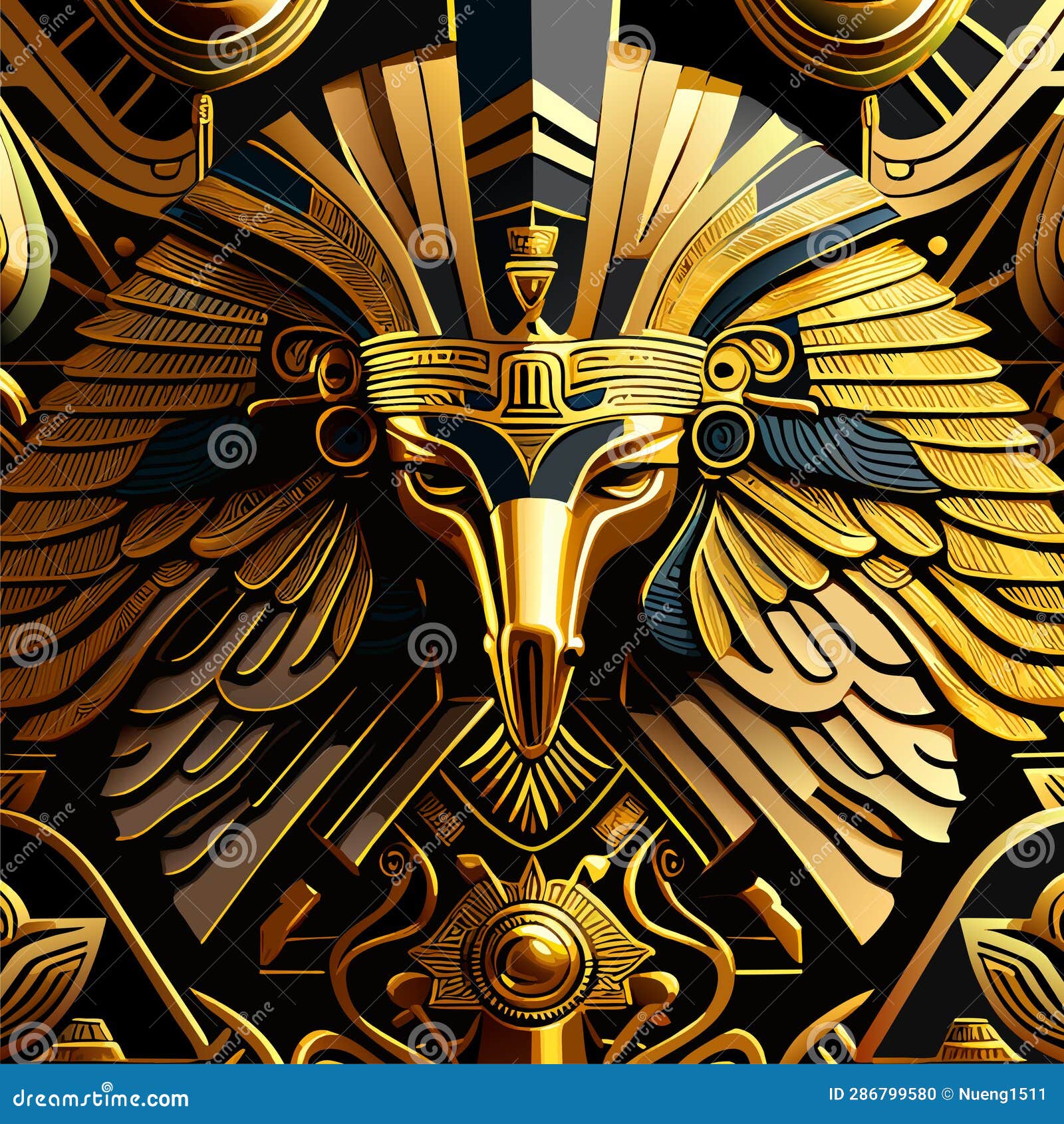 Egyptian Gods. Ancient Egypt Illustration Pattern Seamless Background ...