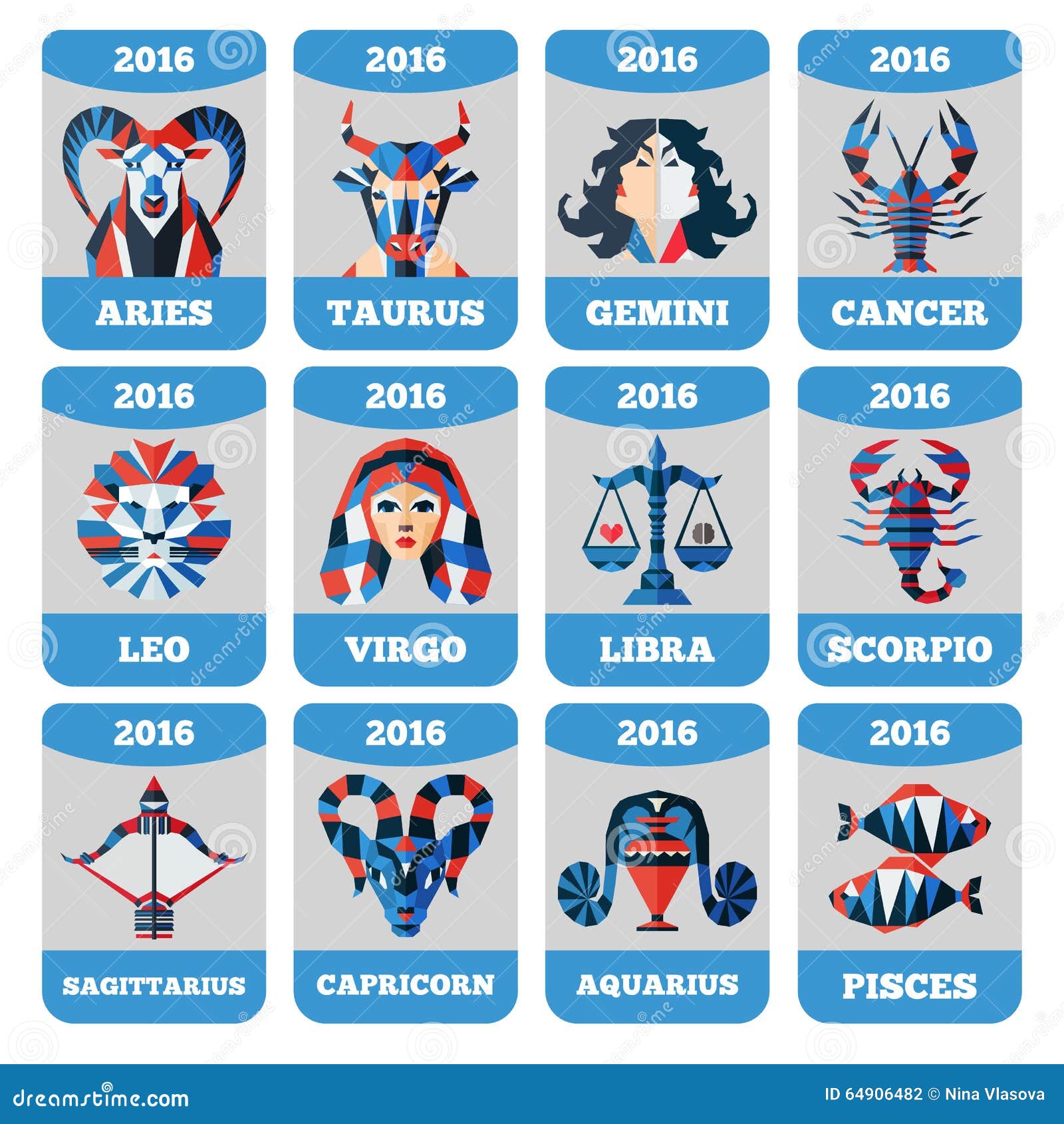Vector El Calendario Con Las Muestras Planas Del Zodiaco Horoccope