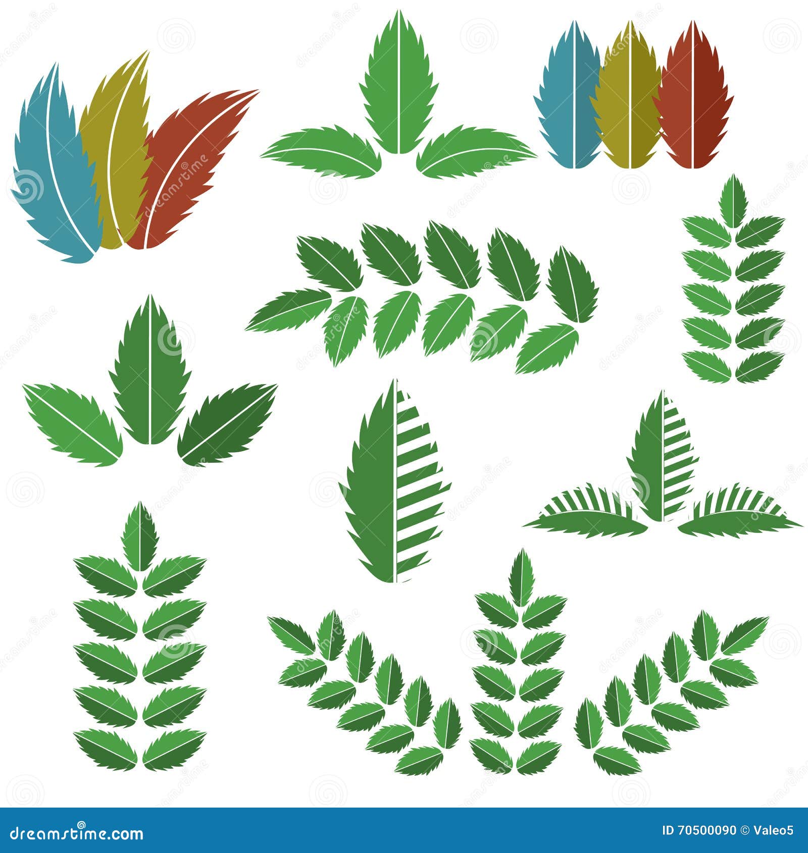 Vector El Conjunto De Hojas Verdes Ilustración del Vector - Ilustración ...