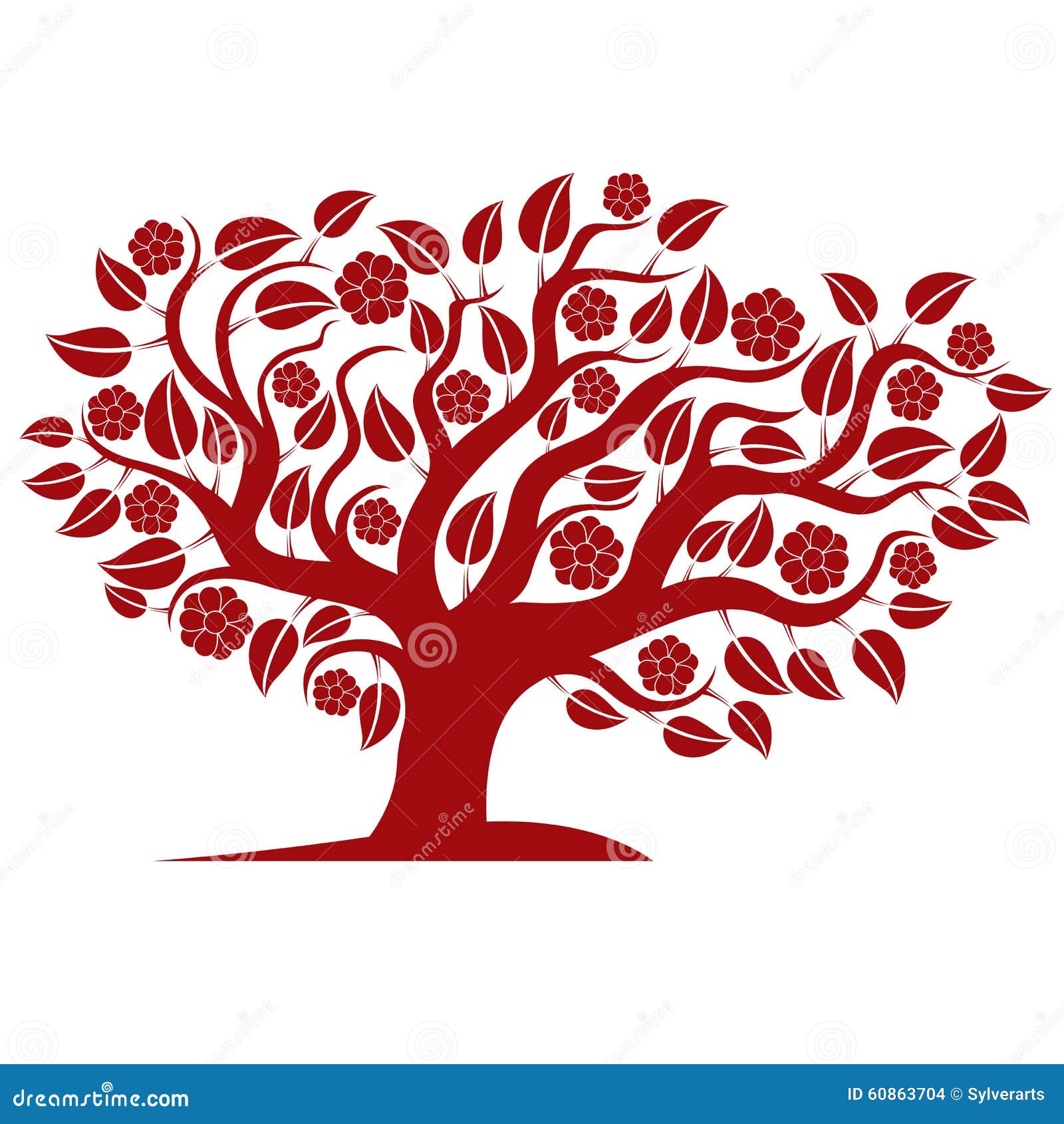 Vector El Ejemplo Del árbol Rameado De La Primavera Con El Flor ...